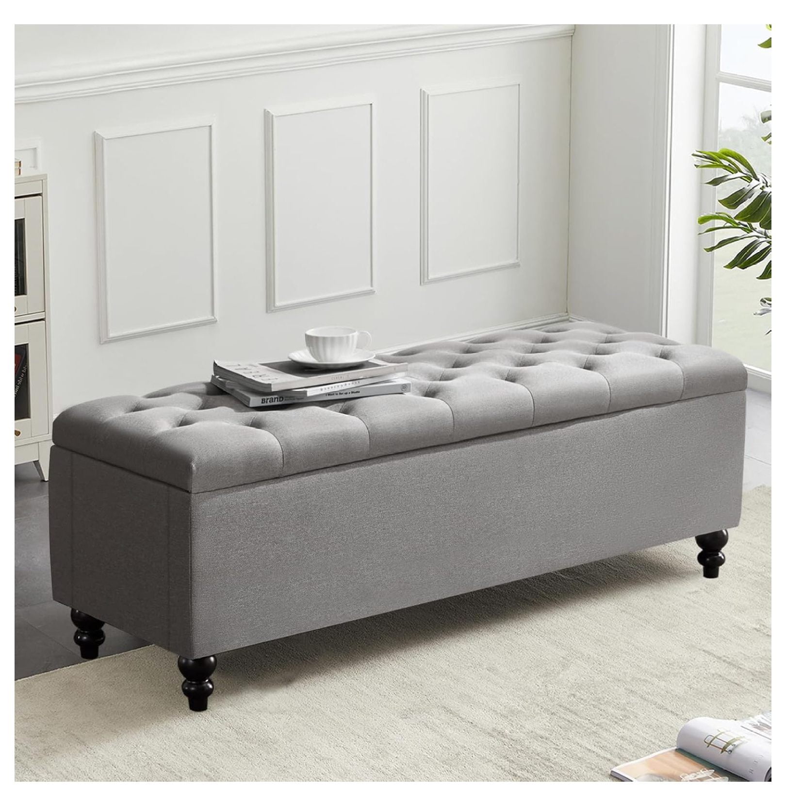 Ottoman with Storage,50.2-inch Upholstered End of Bed Storage for ...