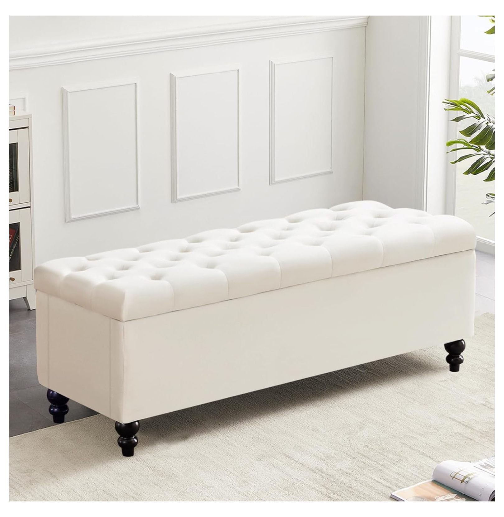 Ottoman with Storage,50.2-inch Upholstered End of Bed Storage for ...
