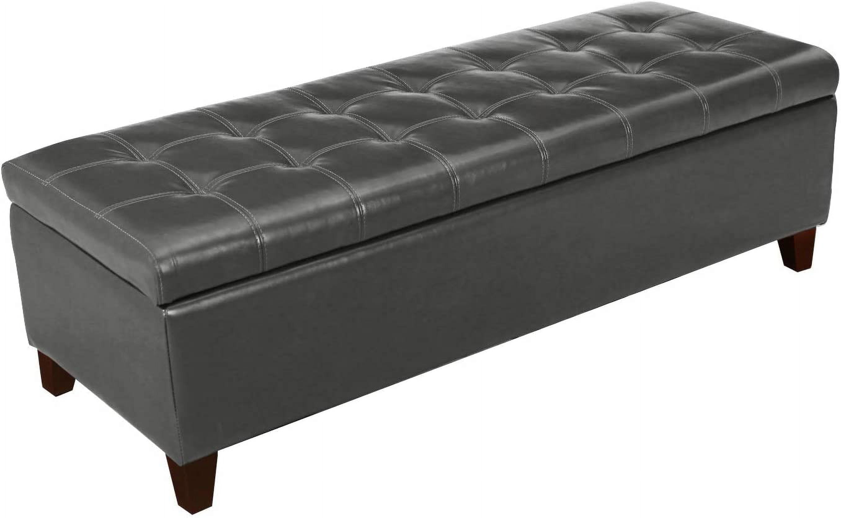 Ottoman with Storage 51 Inch End of Bed Storage Bench Faux Leather ...