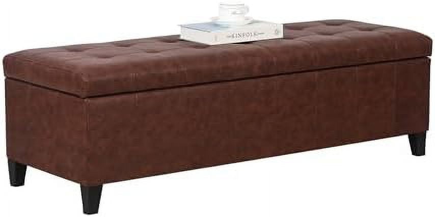 Ottoman with Storage, 51 Inch End of Bed Storage Ottoman Bench, Faux ...