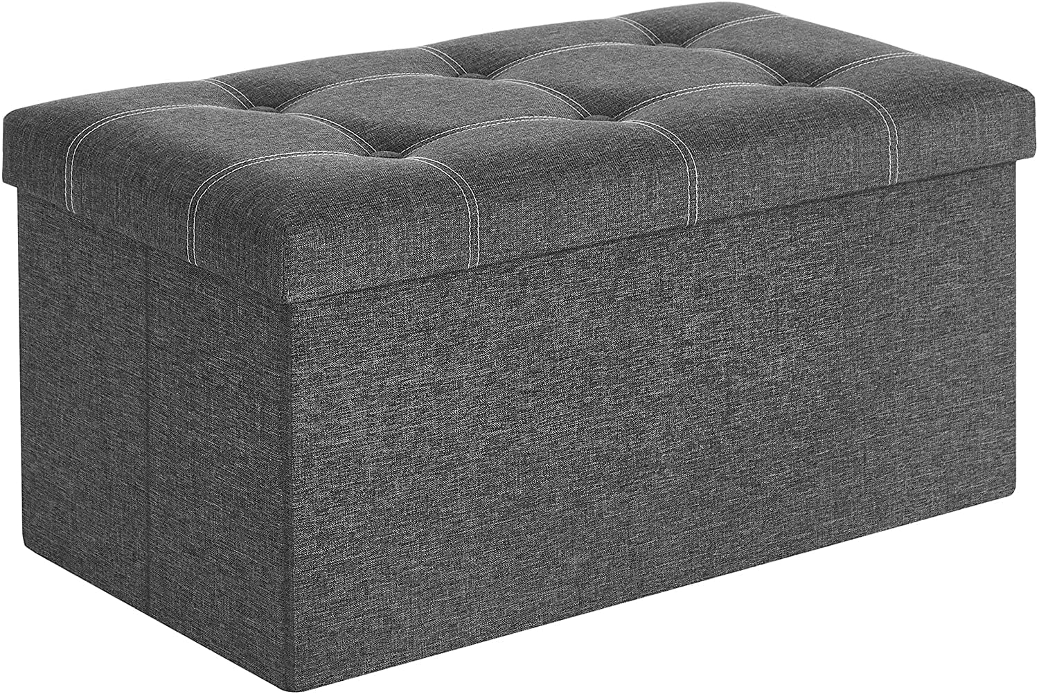 Ottoman Storage Bench, 21 Gal. Folding Chest with Breathable Linen-Look ...
