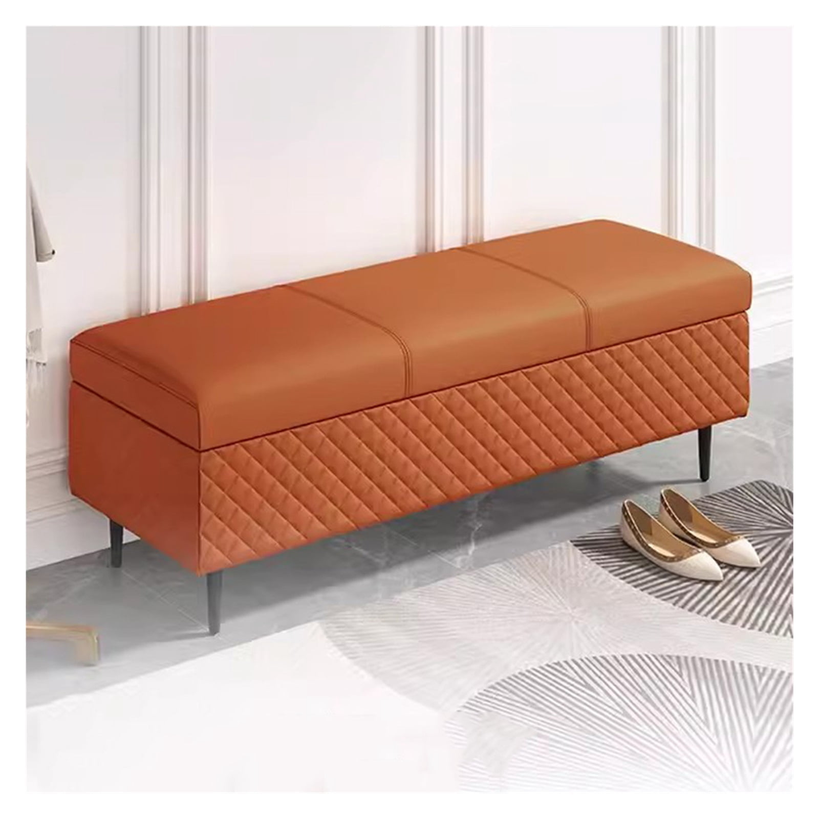Ottoman Storage Bench Chest Leather Footstool Window Seat Bench Bed End ...