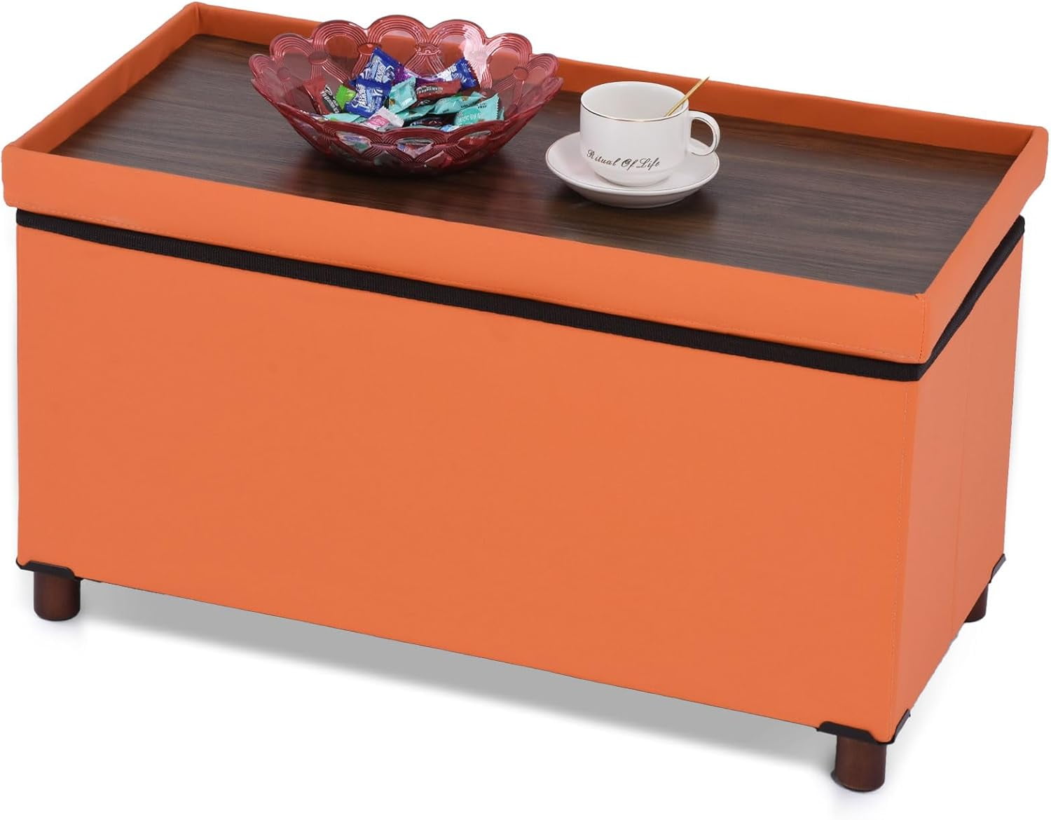 Ottoman Storage Bench for Living Room Storage Ottoman with Tray Bedroom ...