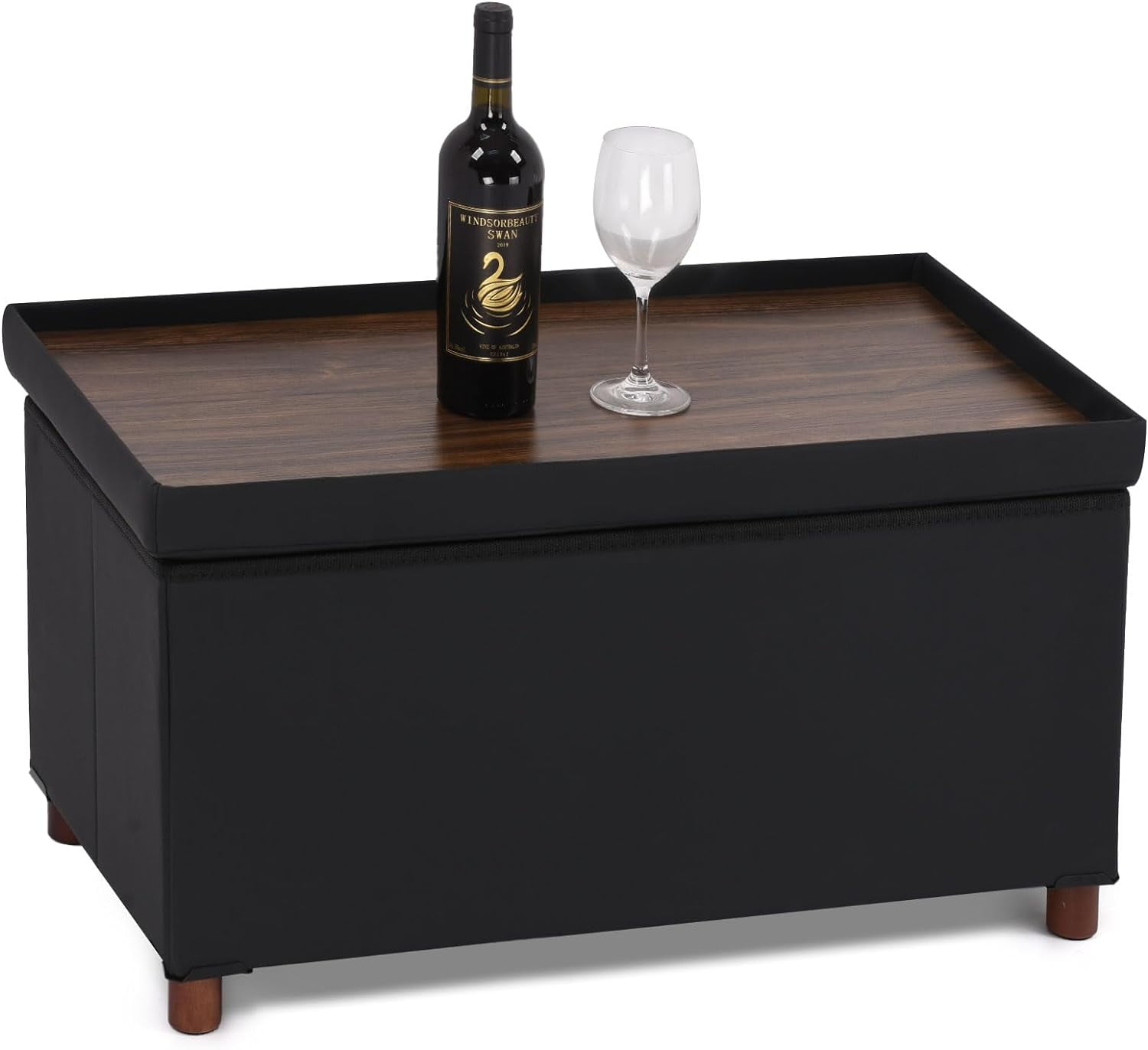 Ottoman Storage Bench with Tray - Bedroom Foot Stool & Coffee Table Lid ...