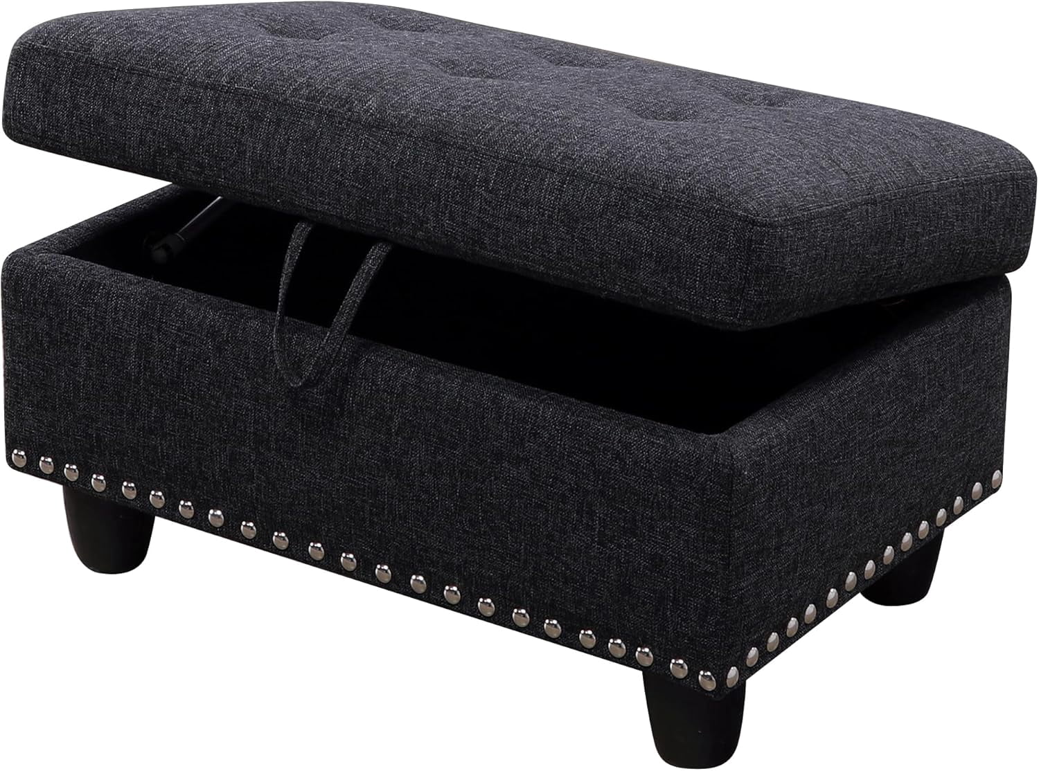 Ottoman with Storage Comfy Foot Stool Storage Ottoman Linen Living Room ...