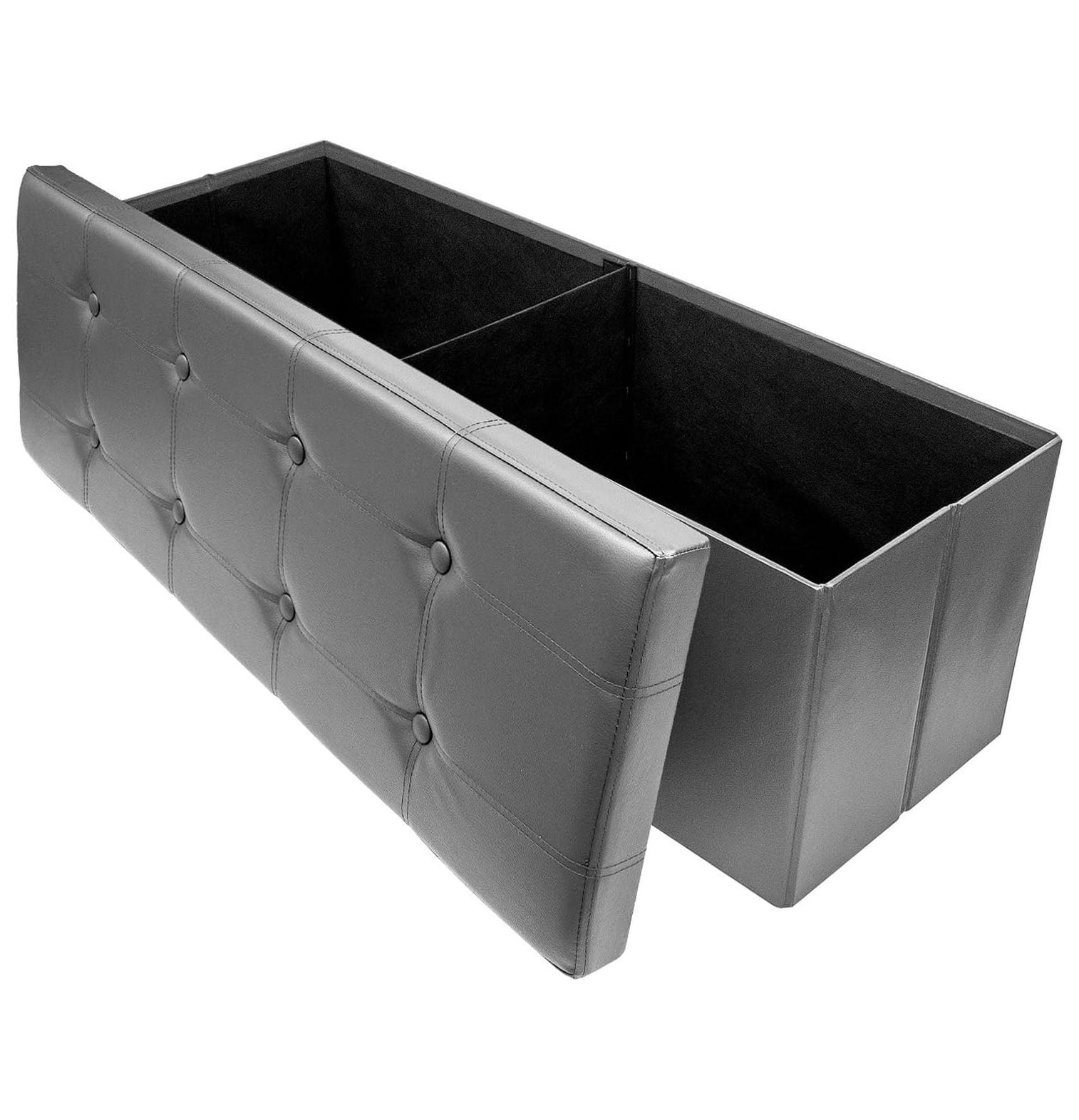 Ottoman Storage – Foldable Leather End of Bed Ottoman with Storage Pouf ...