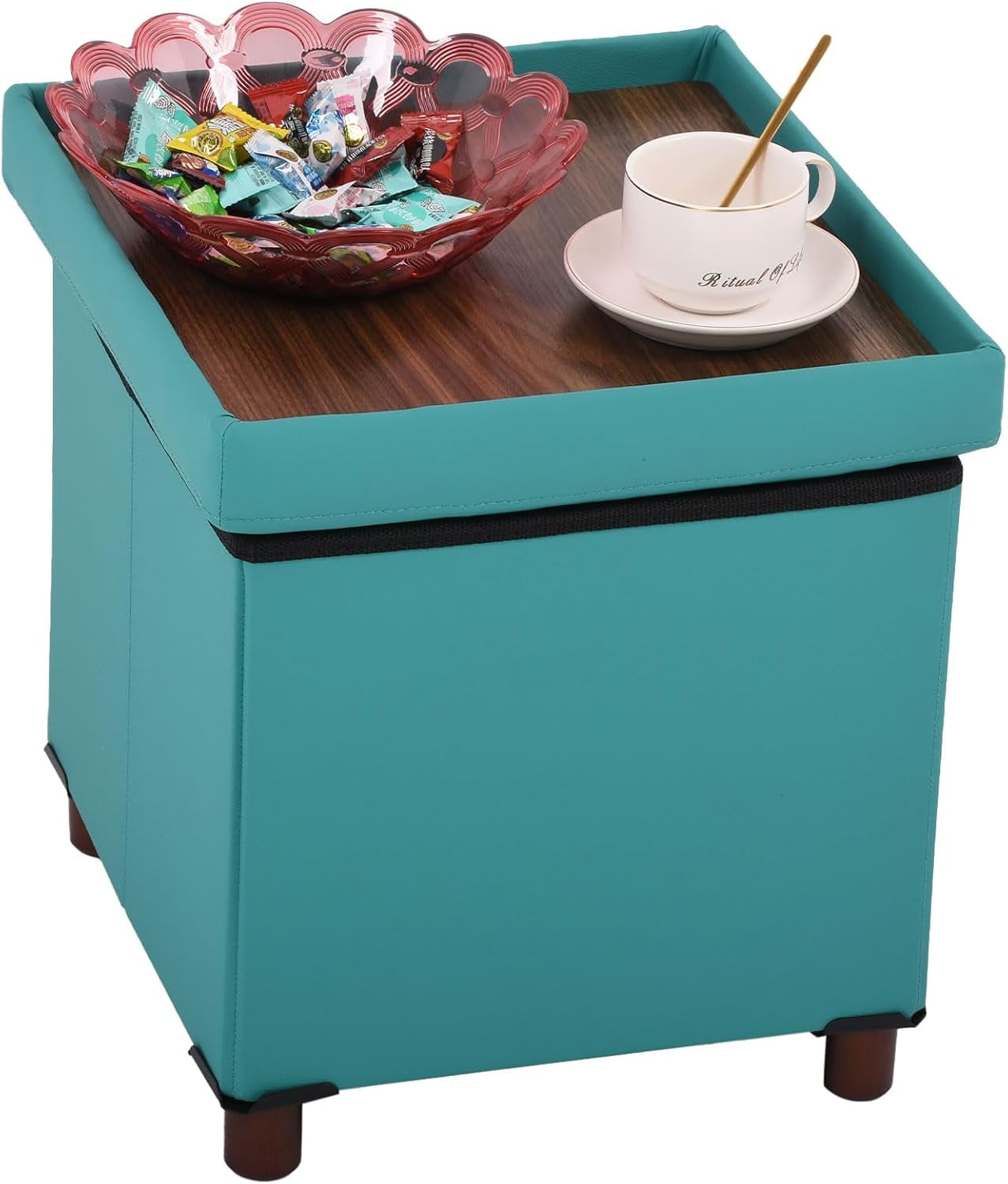 Ottoman with Storage, Living Room Square Tray Ottoman Cube Foot Rest ...