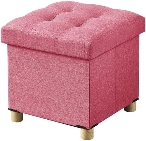 Ottoman with Storage, Small Storage Ottoman for Dorm, Linen Folding ...