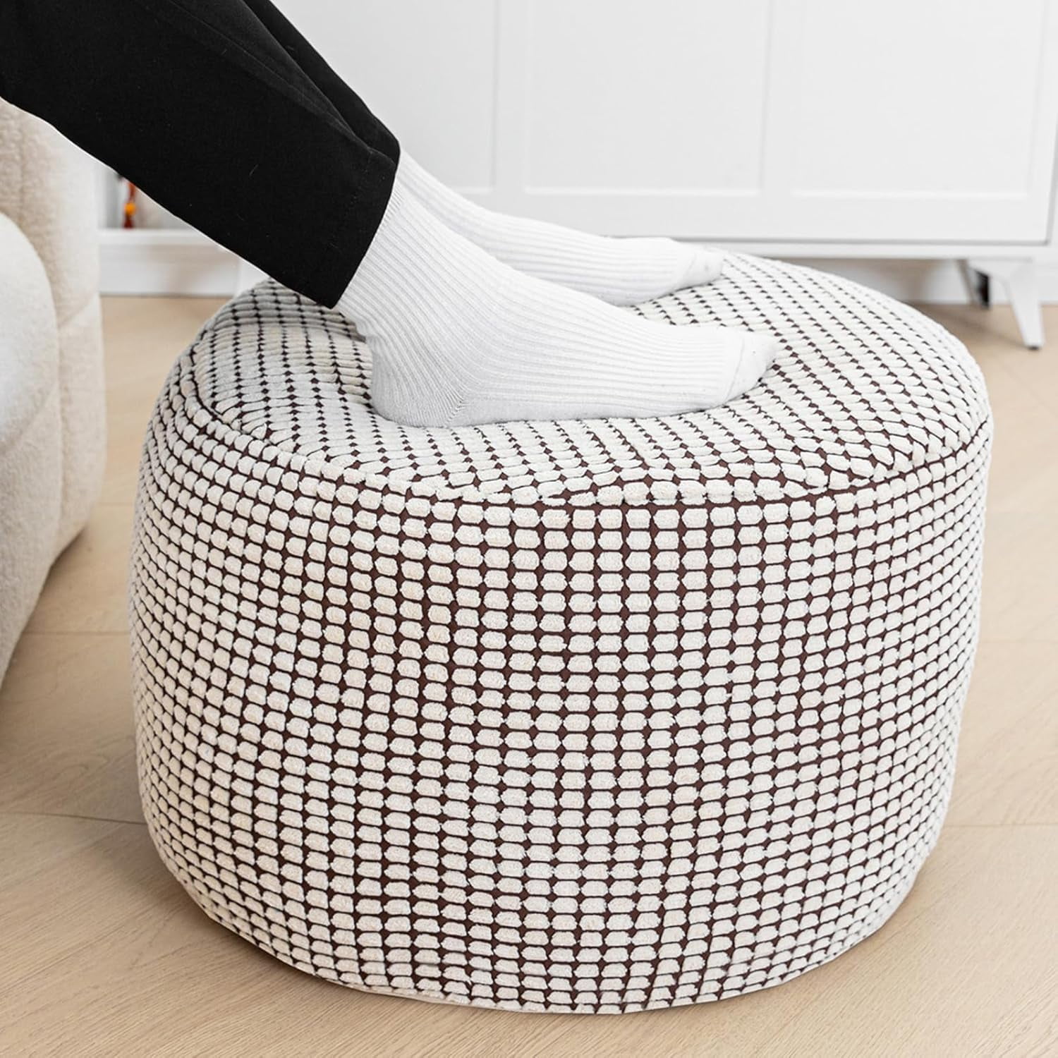 Ottoman Stuffed with PP Cotton Pouf Filler, Velvet Floor Pouf,Round ...