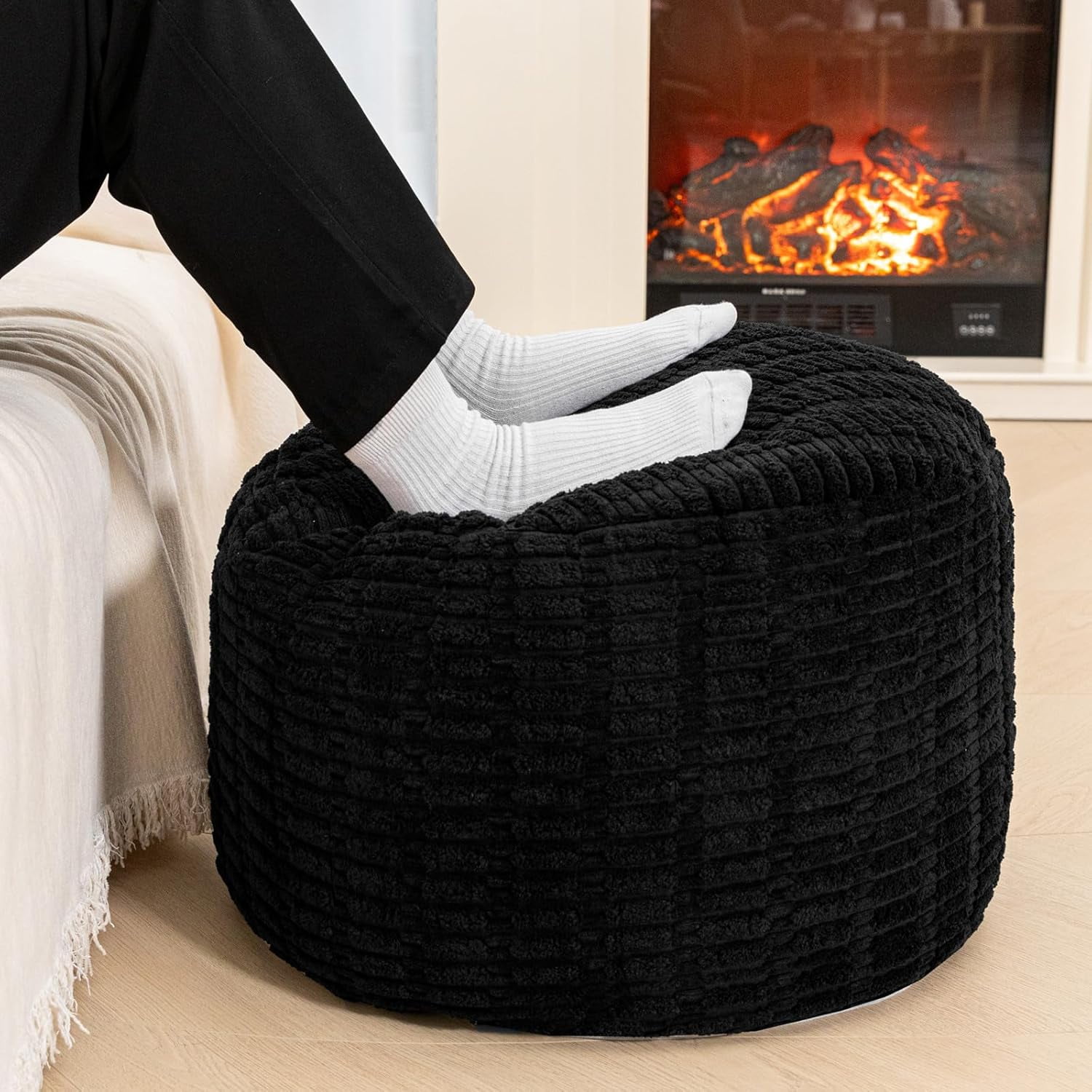 Ottoman Stuffed with PP Cotton Pouf Filler, Velvet Floor Pouf,Round ...