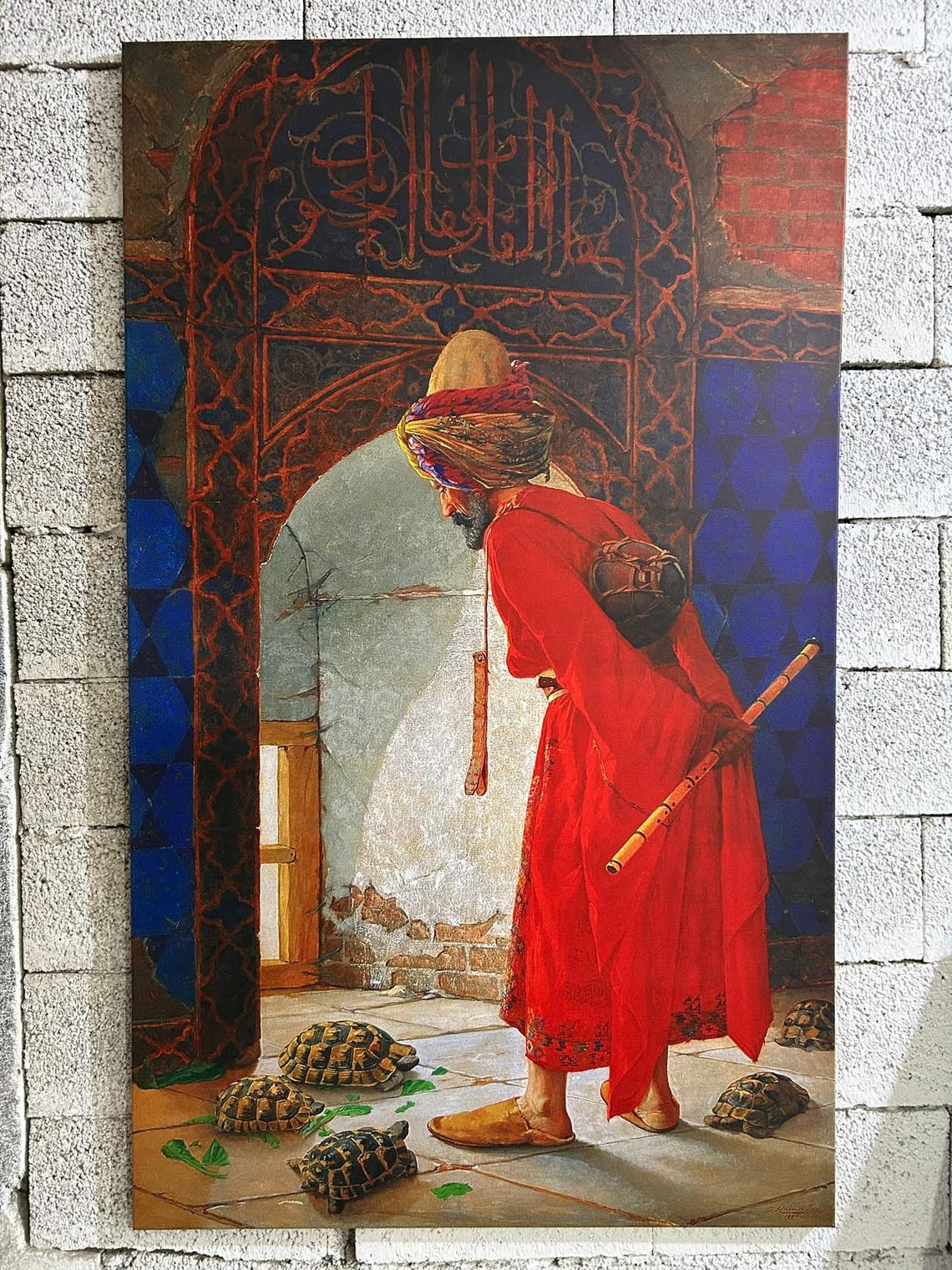 Ottoman Tortoise Trainer Art, Red Robe Dervish, Oriental Turkish Print ...