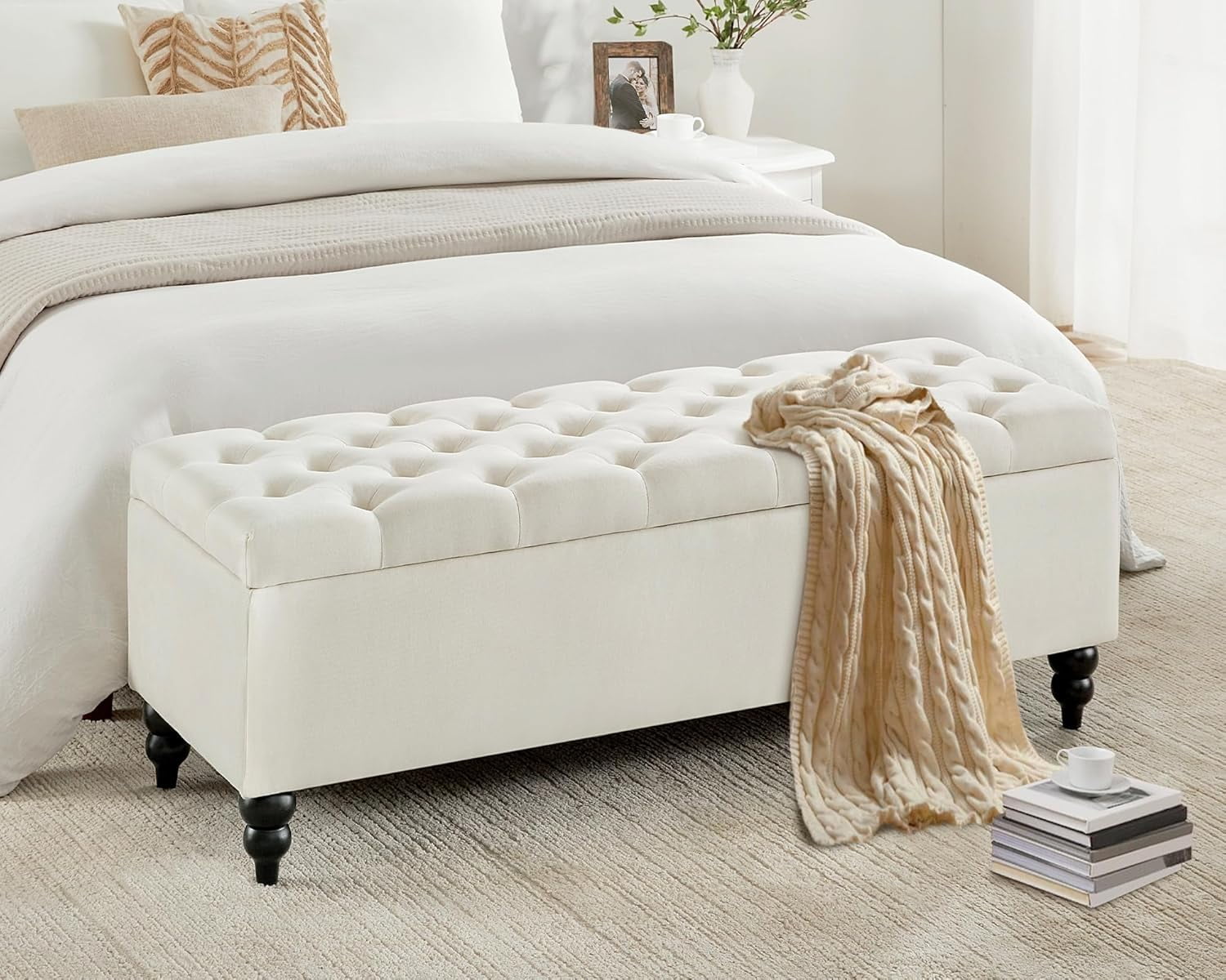Ottoman with Storage, End of Bed Storage Bench for Bedroom 50.2 Inch ...