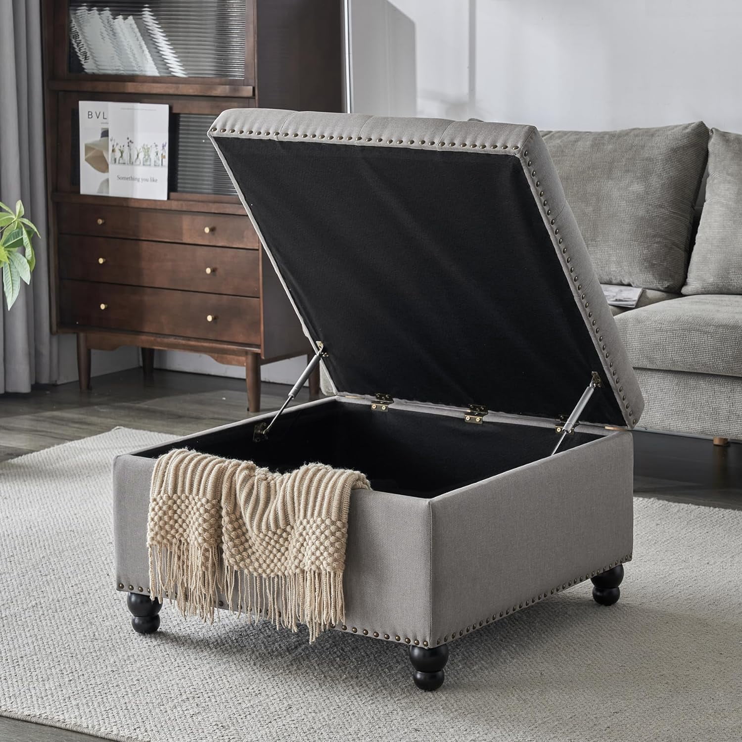 Ottoman with Storage, Large Storage Ottoman, 30 in Square Ottoman ...