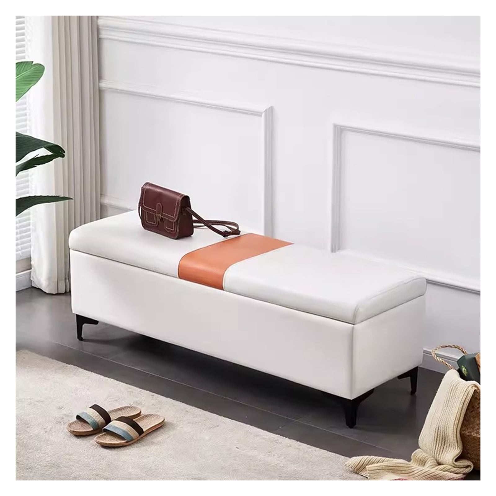 Ottoman with Storage,Long End of Bed Bench Storage Ottoman with Safety ...