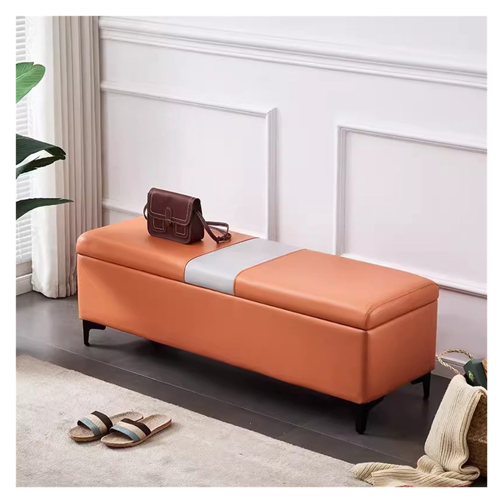 Ottoman with Storage,Long End of Bed Bench Storage Ottoman with Safety ...