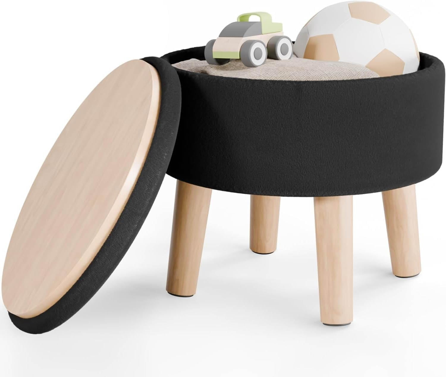 Ottoman with Storage, Small Foot Stool Ottoman with Legs, Velvet Foot ...