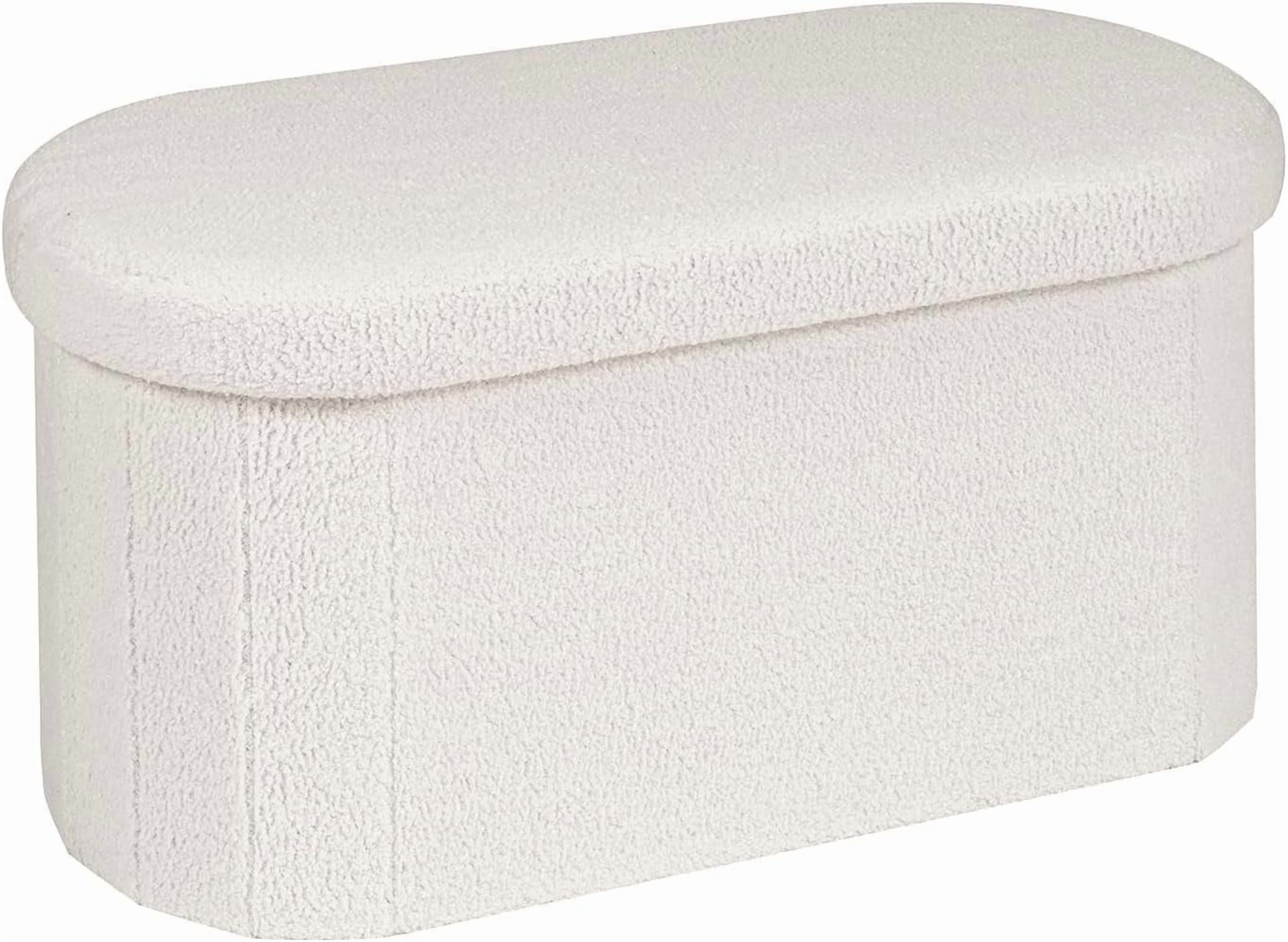 Ottoman with Storage for Living Room, Sherpa Folding Storage Ottoman ...