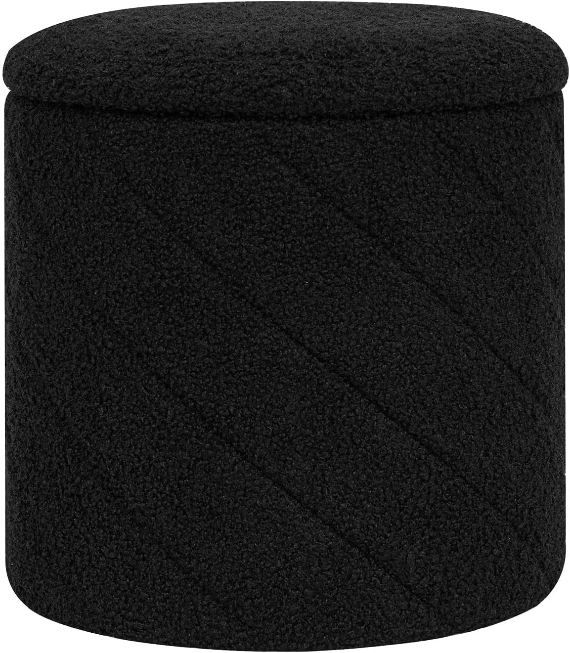 Ottoman with Stroage Round Boucle Ottoman and Tray Sherpa Removable ...