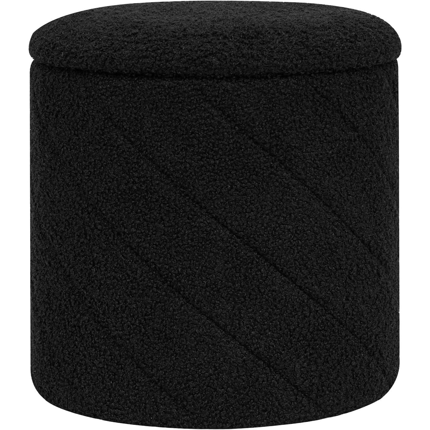 Ottoman with Stroage Round Boucle Ottoman and Tray Sherpa Removable ...