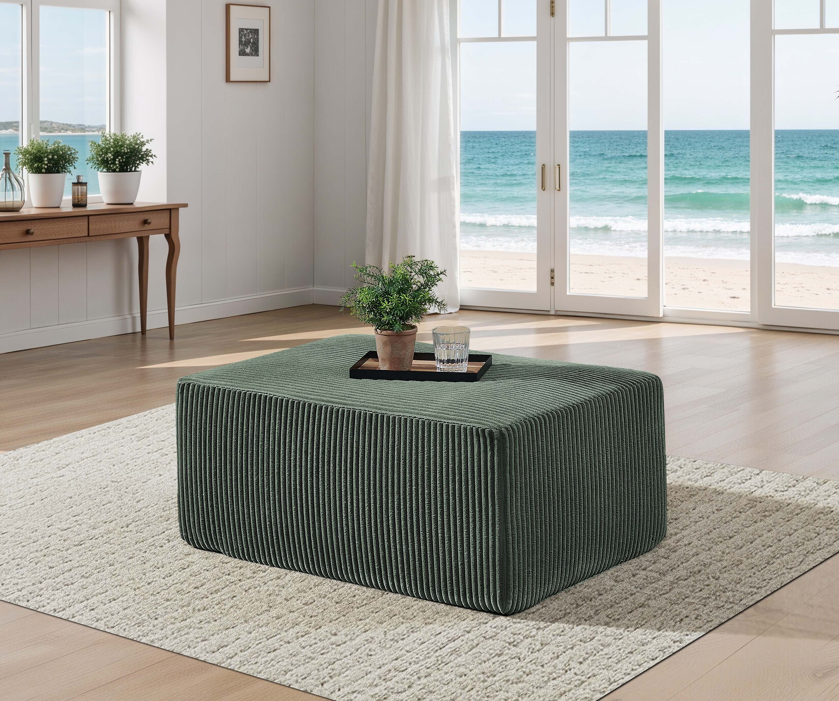 Ottomans With Storage, Full Compressed Corduroy Upholstered Ottoman ...