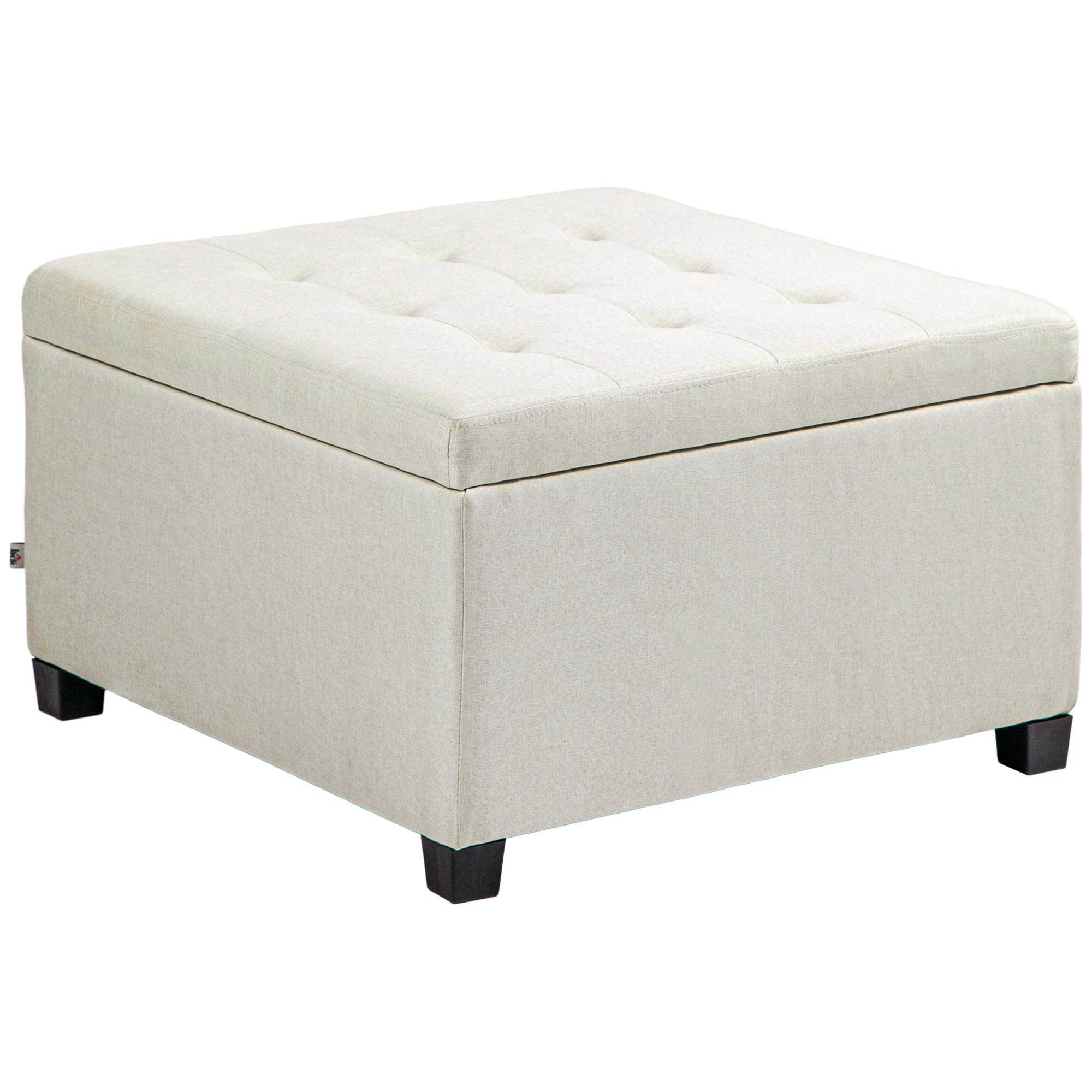 Ottomans With Storage HOMCOM Fabric Tufted Storage Ottoman with Flip ...