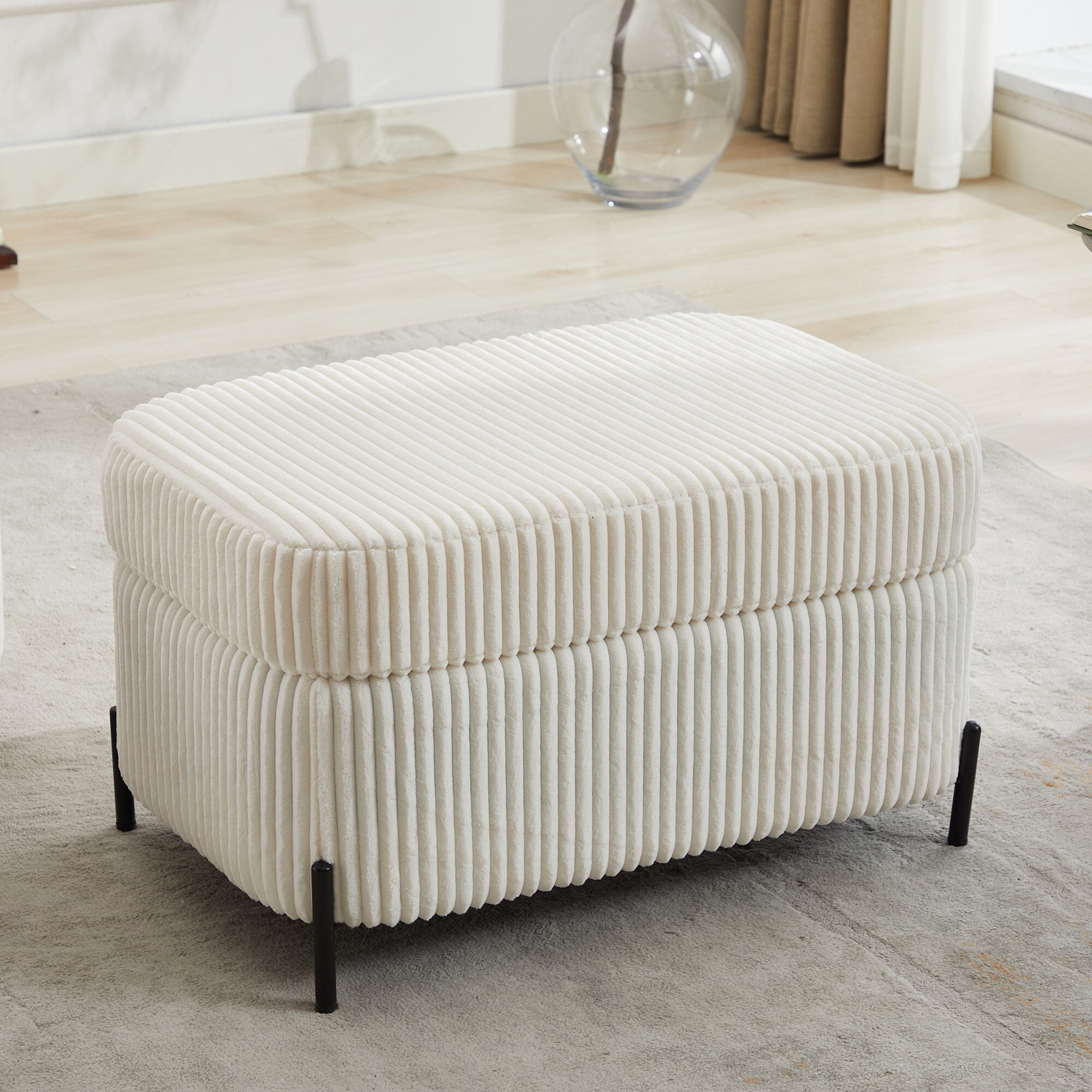 Ottomans With Storage 30.3" W Corduroy Upholstered Storage Bench Large ...