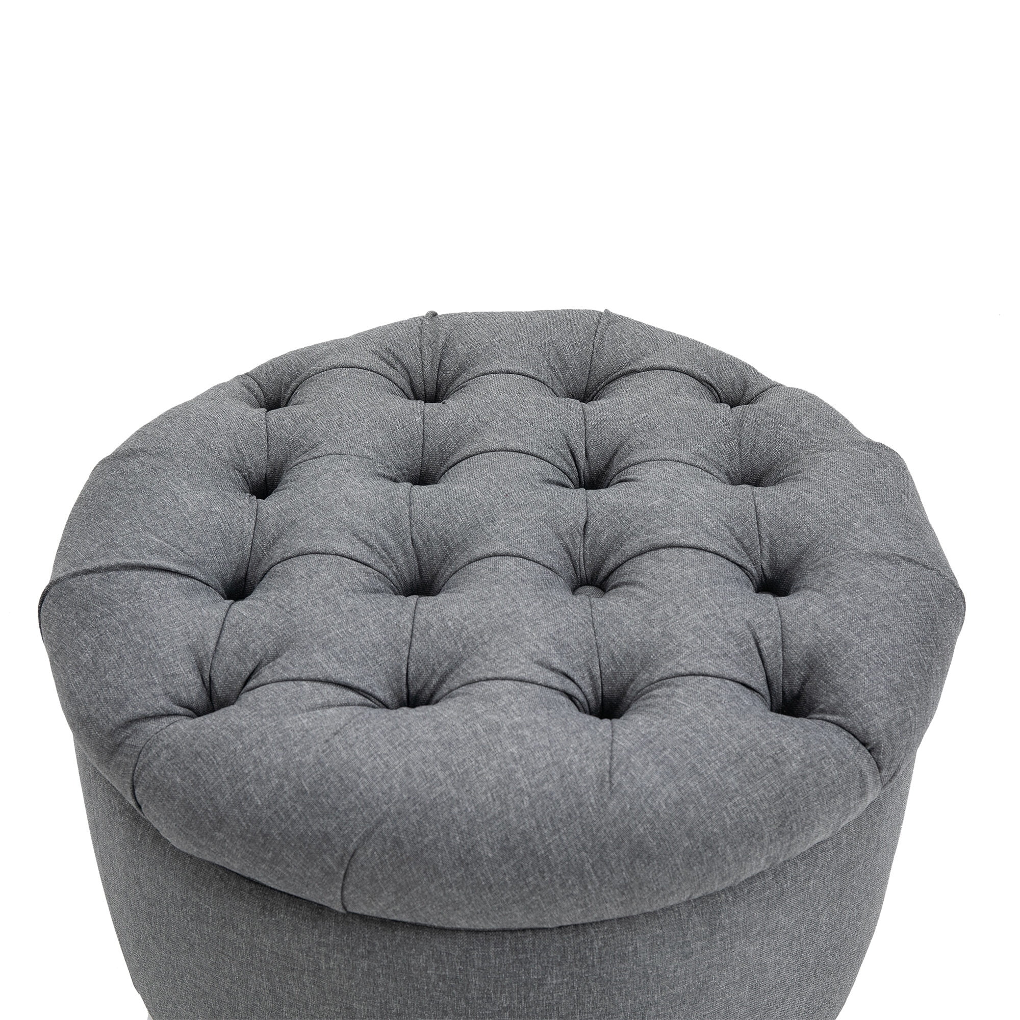 Ottomans With Storage HOMCOM Round Linen-touch Fabric Storage Footstool ...