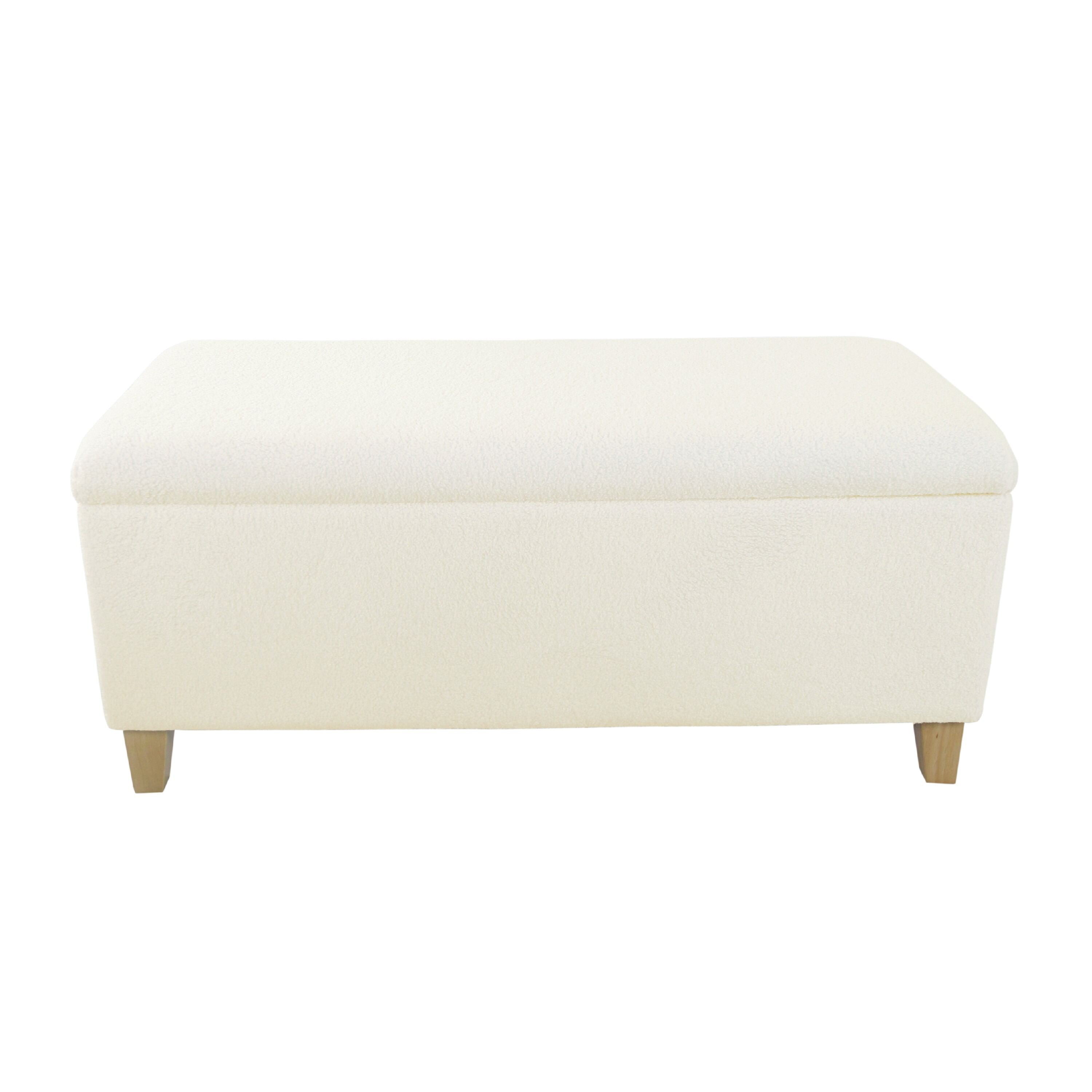 Ottomans With Storage Liv Storage Bench Ottoman, Cream Sherpa, Natural ...