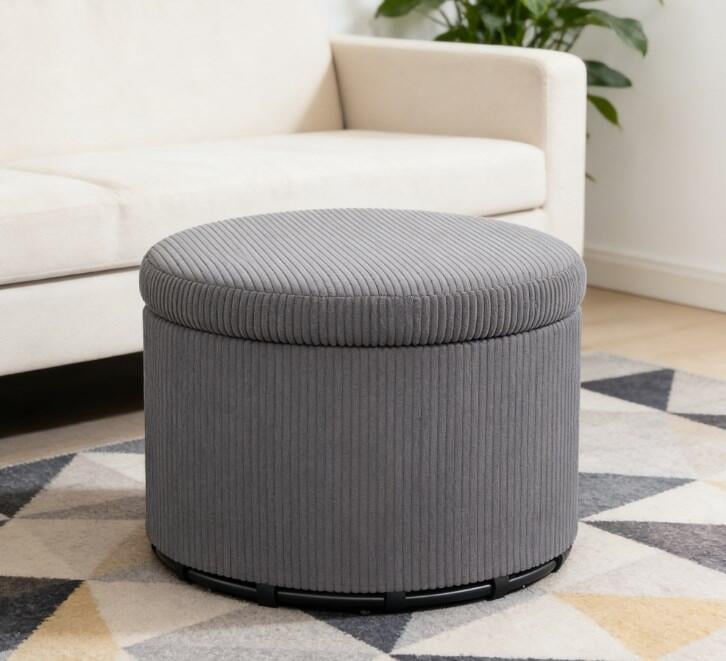 Ottomans With Storage Upholstered Foot Rest,Round Storage Stool with ...