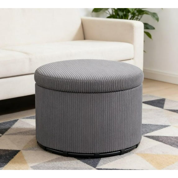 Ottomans With Storage Upholstered Foot Rest,Round Storage Stool with ...