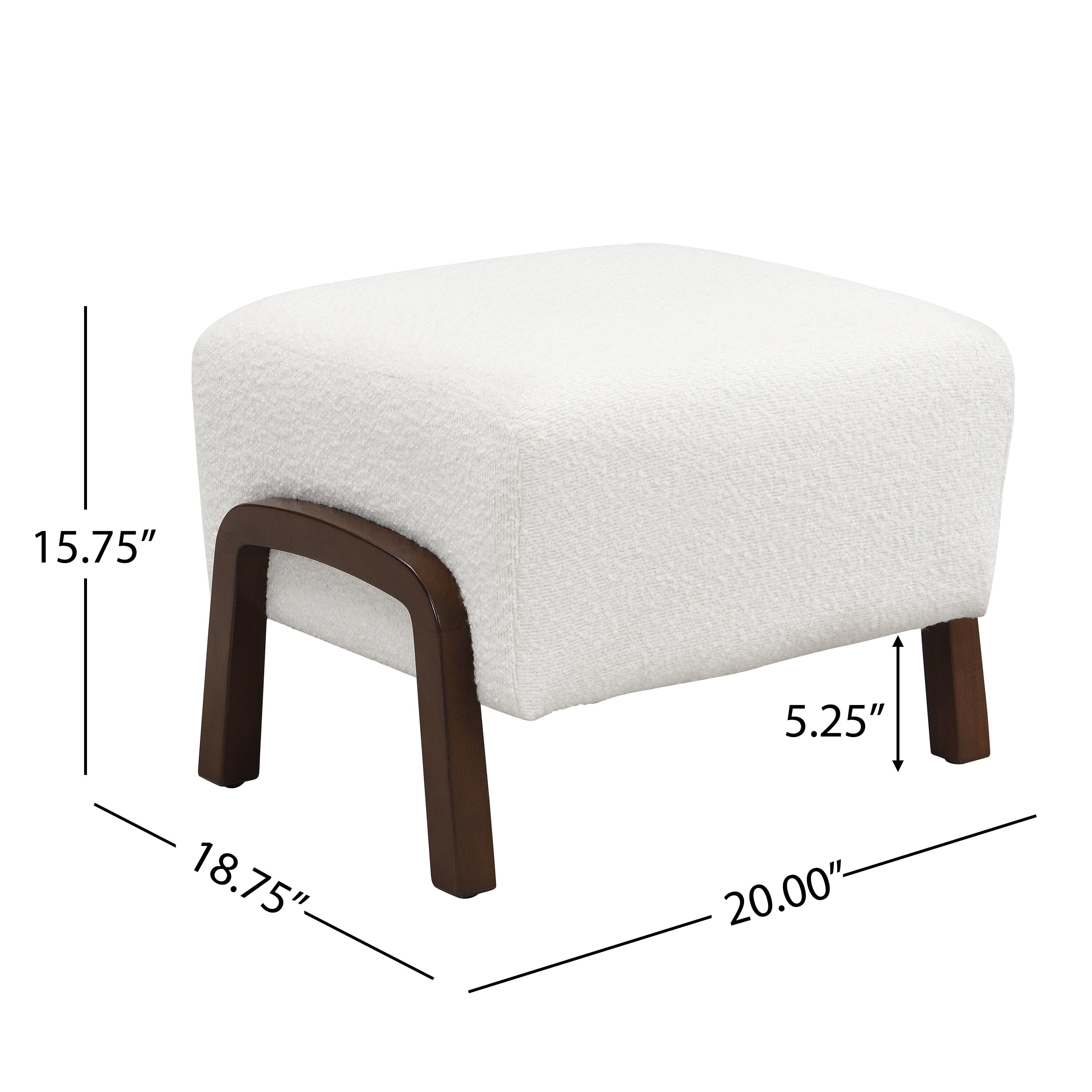 Ottomans With Storage Upholstered Ottoman, Wooden Legs, White, Boucle ...
