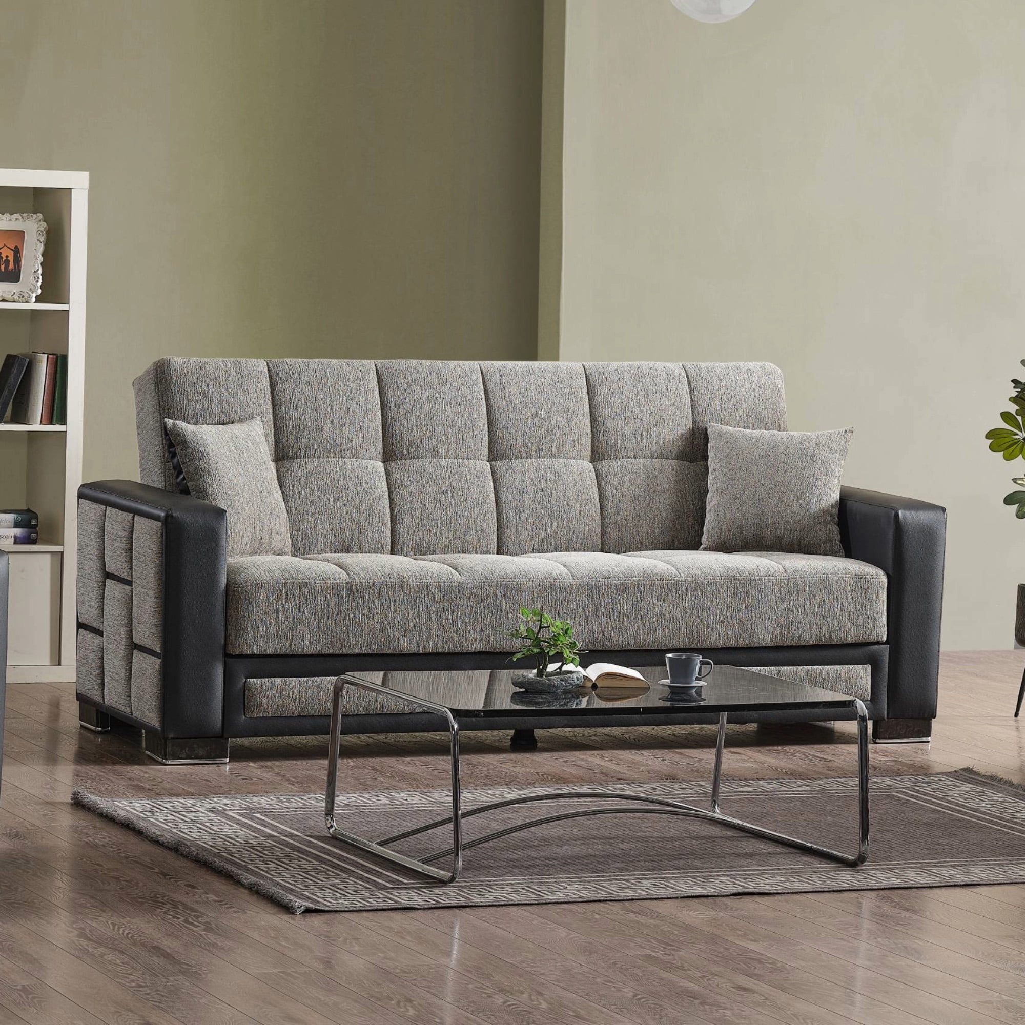 Ottomanson 87" Convertible Sofa Couch for Living Room, Chenille Modern ...