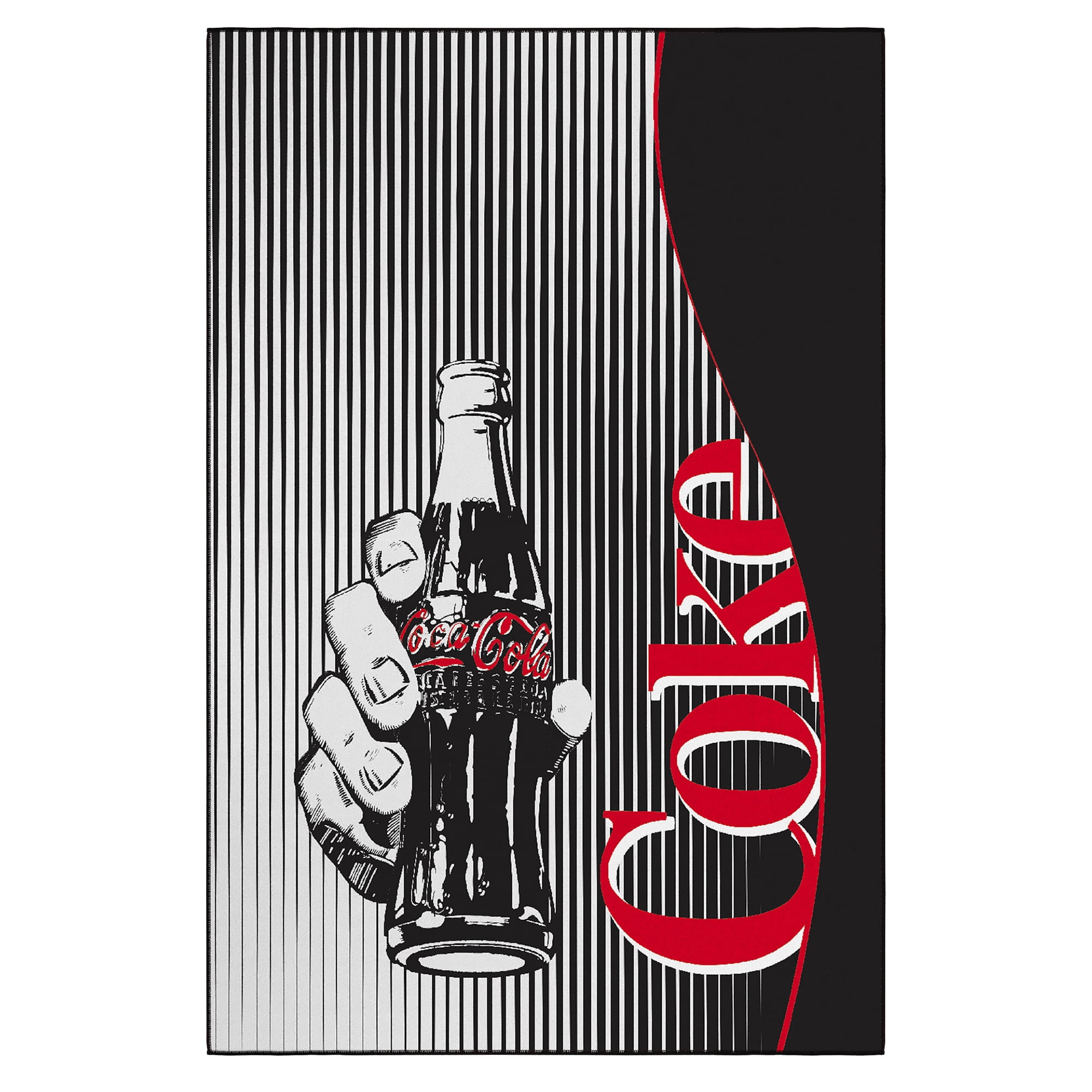 Ottomanson Coca-Cola Non-Slip Area Rug Black/Red - Walmart.com
