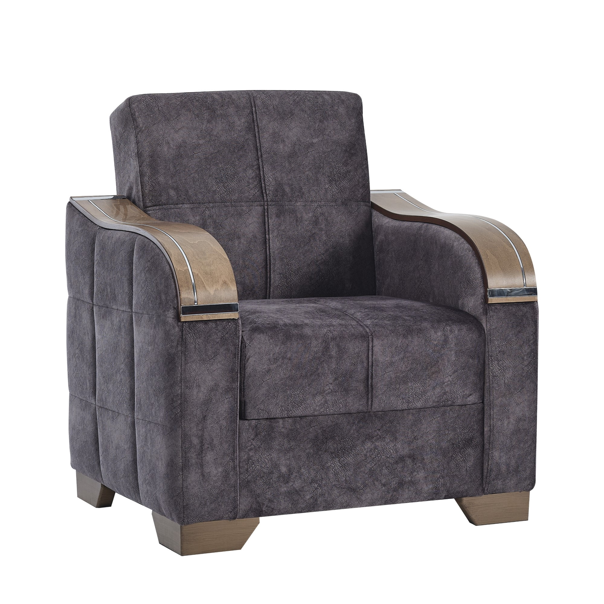 Ottomanson Convertible Accent Chair Suede Modern Sleeper Armchair with ...
