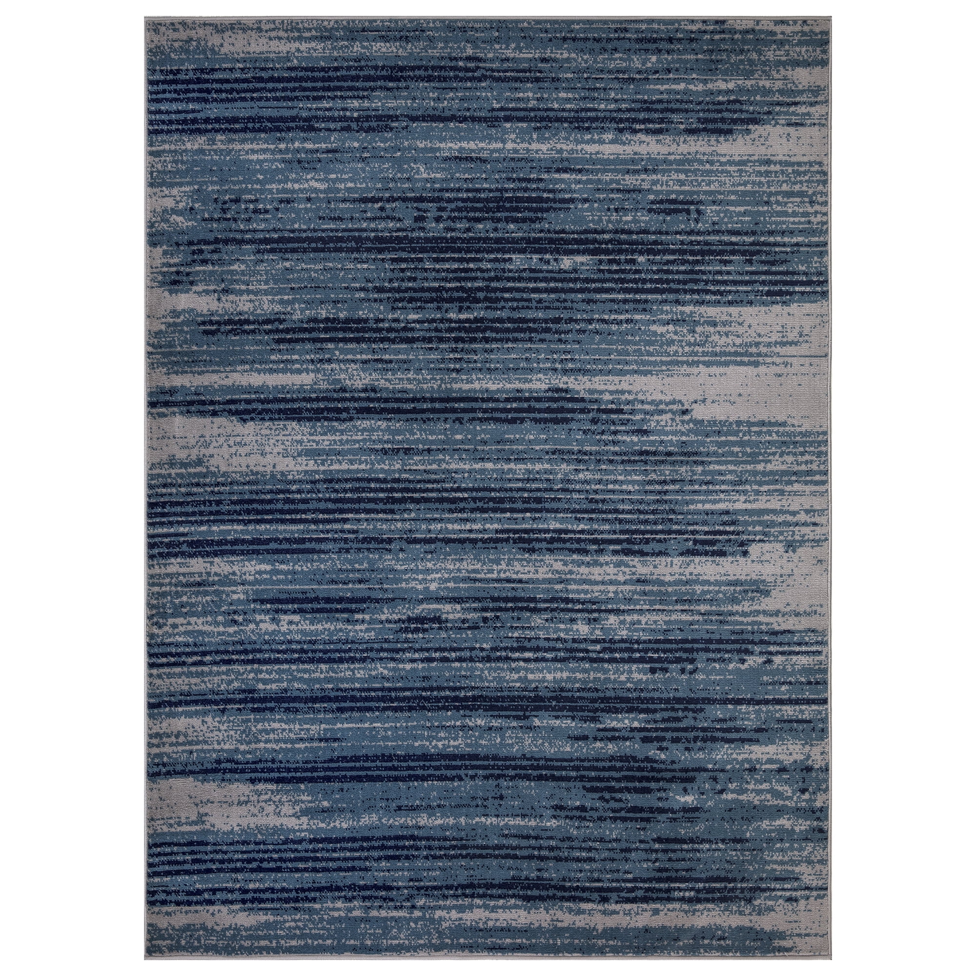 Ottomanson Diagona Modern Stripes 7x10 Area Rug, 6'7" x 9'3", Teal ...