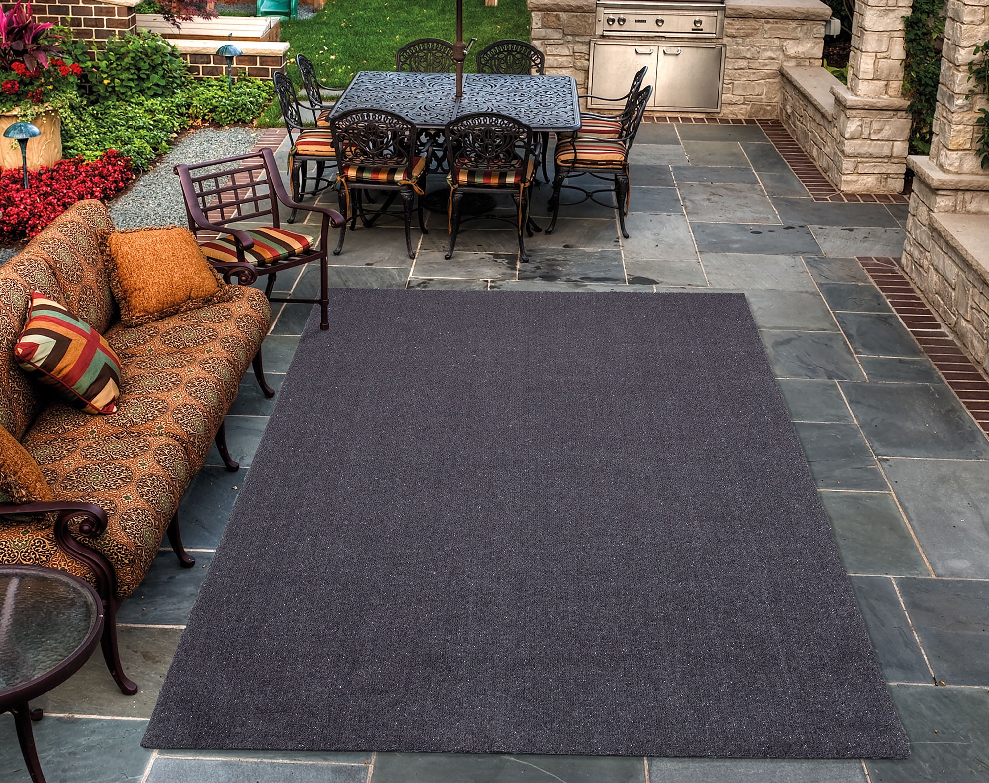 Ottomanson Easy Clean Waterproof 8x10 Indoor Outdoor Artificial Grass ...