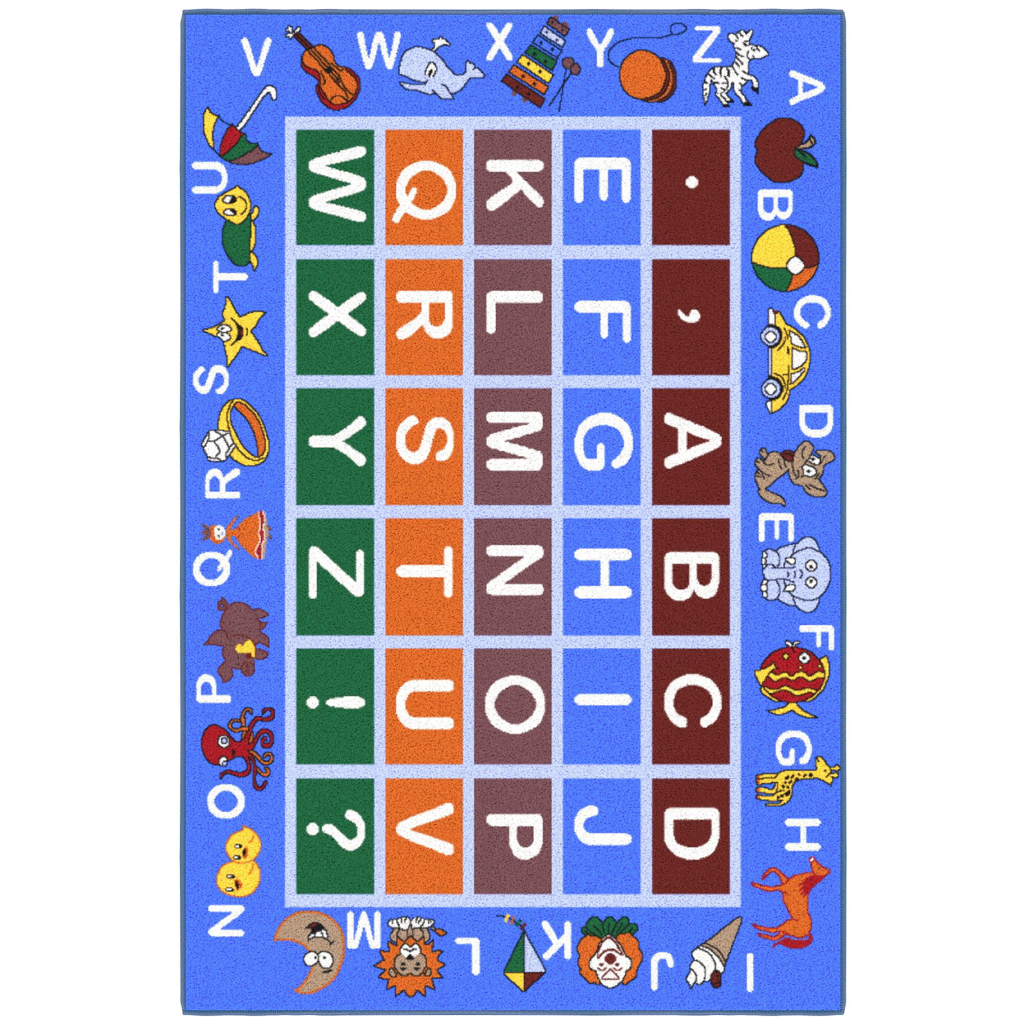 Ottomanson Educational ABC Alphabet 3x5 Washable Non-Slip Area Rug for ...
