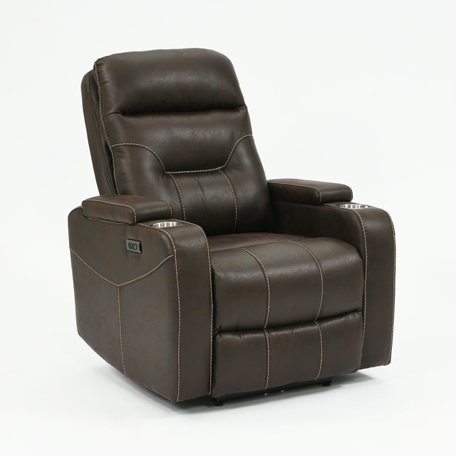 Ottomanson Electric Power Recliner Chair with USB Ports and Cupholders ...