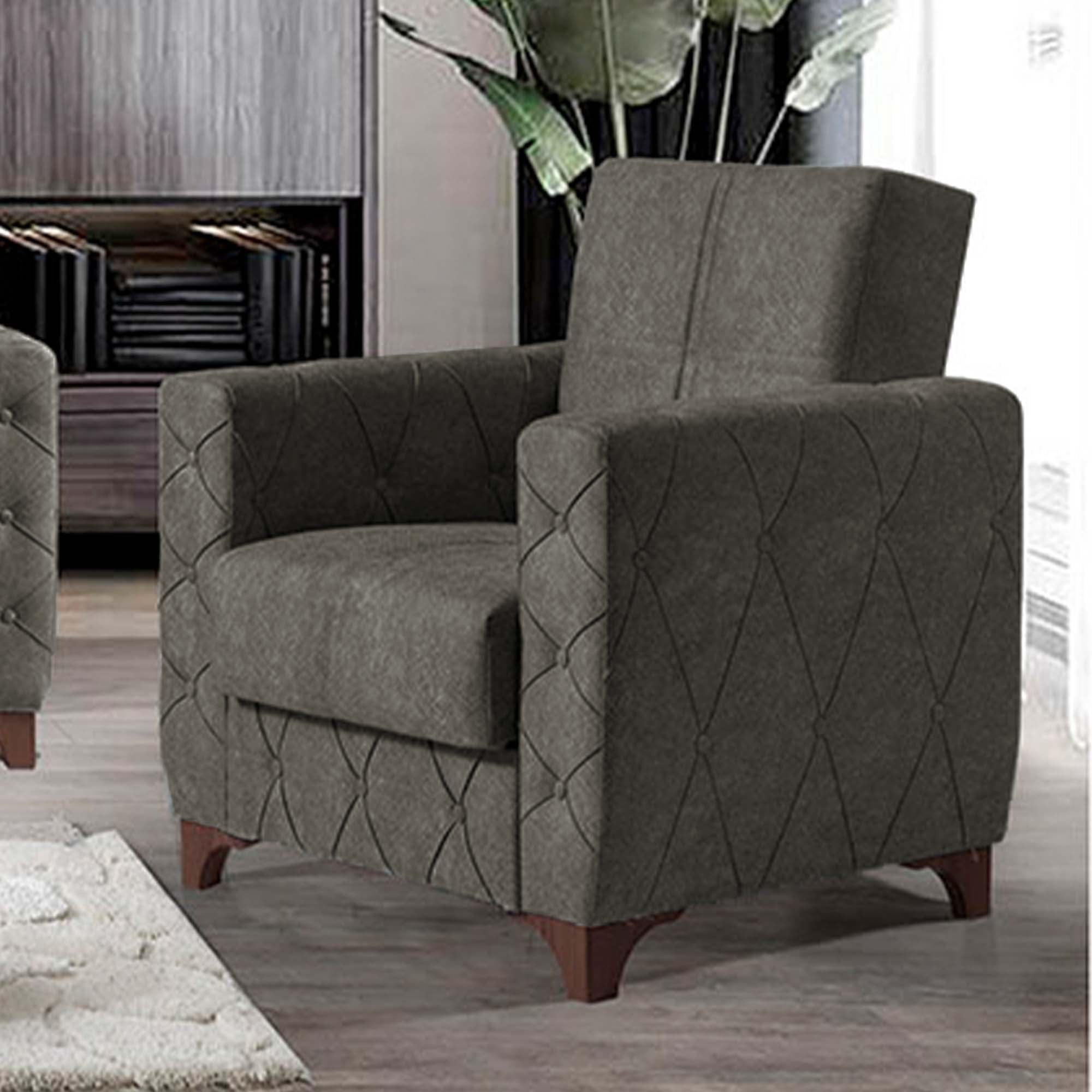 Free Shipping! Ottomanson Emperor Convertible Arm Chair Gray Microsuede ...