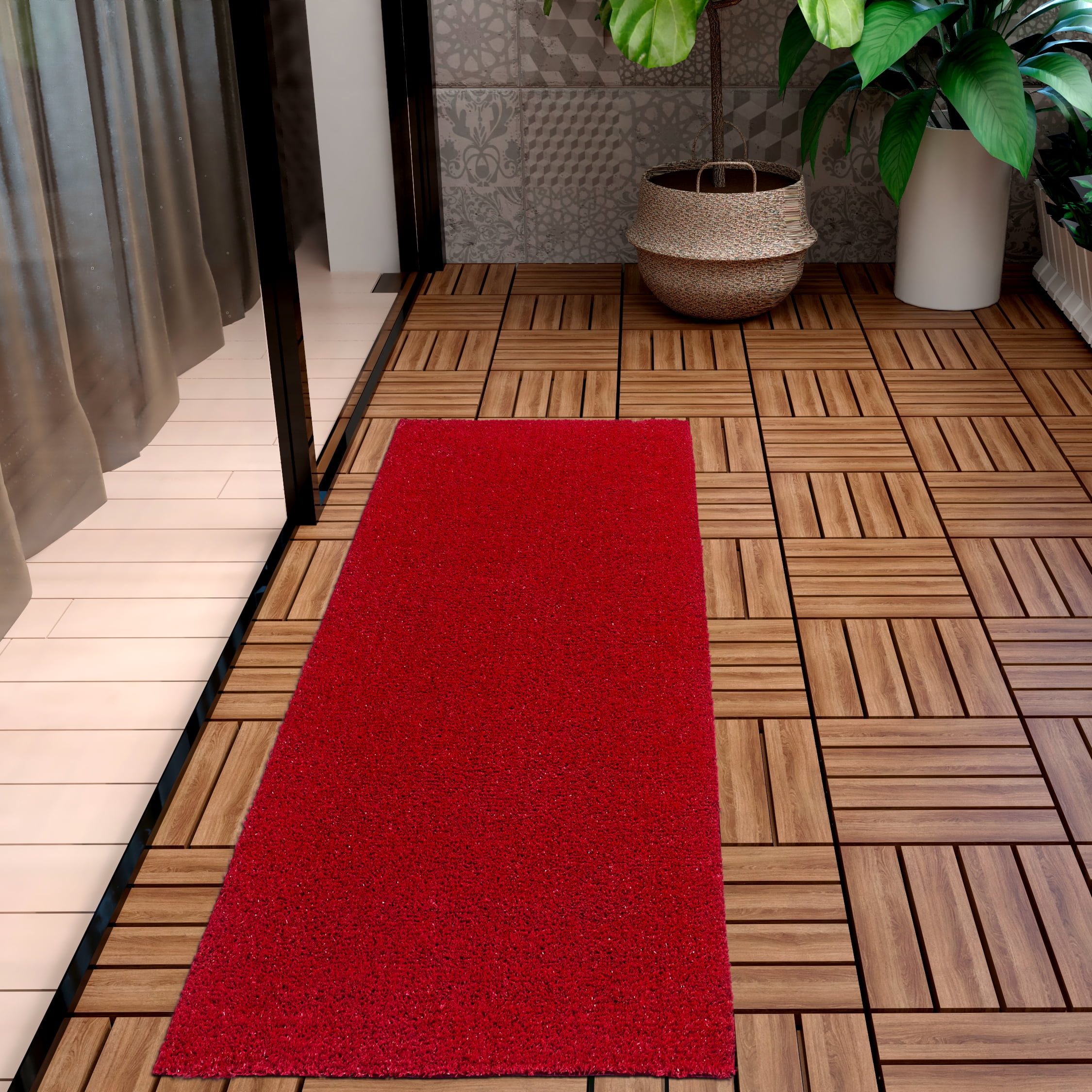 Ottomanson Evergreen Waterproof Solid Grass 2x5 Indoor/Outdoor ...