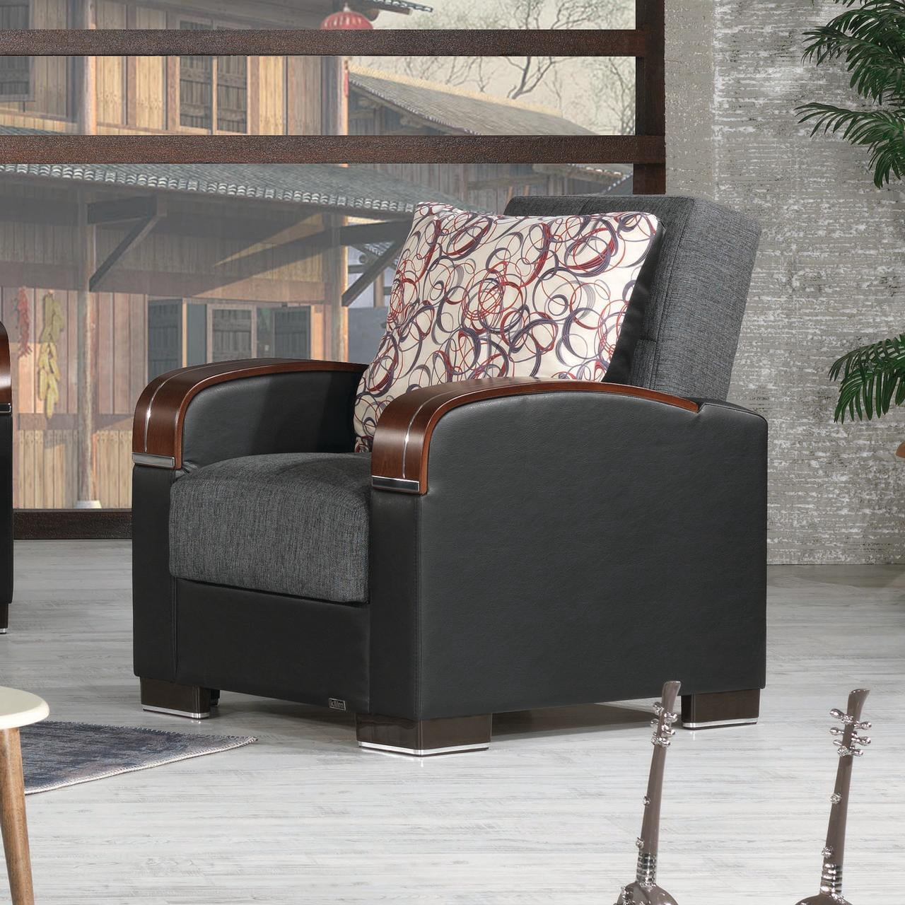 Ottomanson Founders Convertible Arm Chair, Gray Chenille - Walmart.com