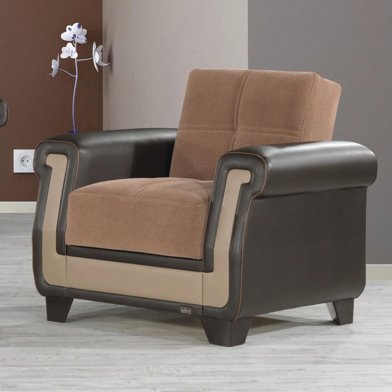 Ottomanson Fuji Convertible Arm Chair, Brown Microfiber - Walmart.com