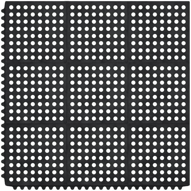 Ottomanson Indoor/Outdoor Rubber Mat 3x3 Non-Slip Door Mat for ...