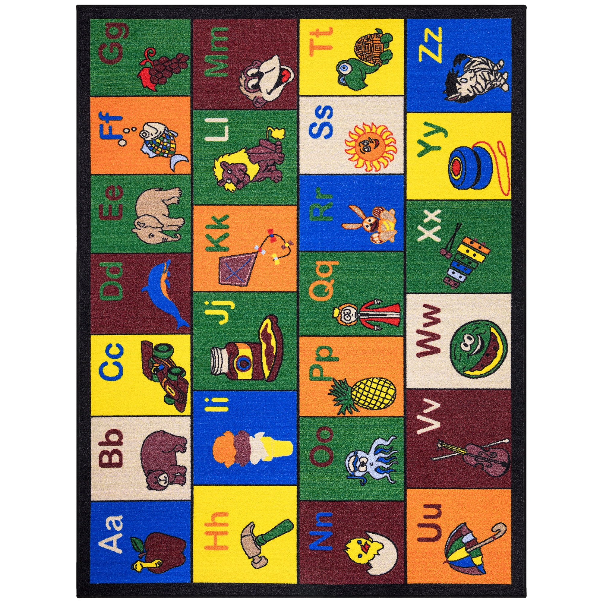 Ottomanson Junior Non-Slip Rubberback Kids Educational ABC 5x7 Area Rug ...