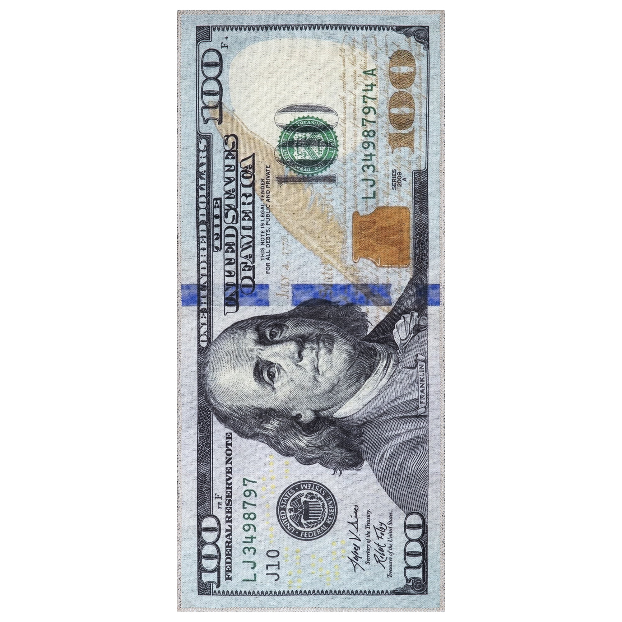 Ottomanson Machine Washable 100 Dollar Bill Cotton 22x53 Money Rug For ...