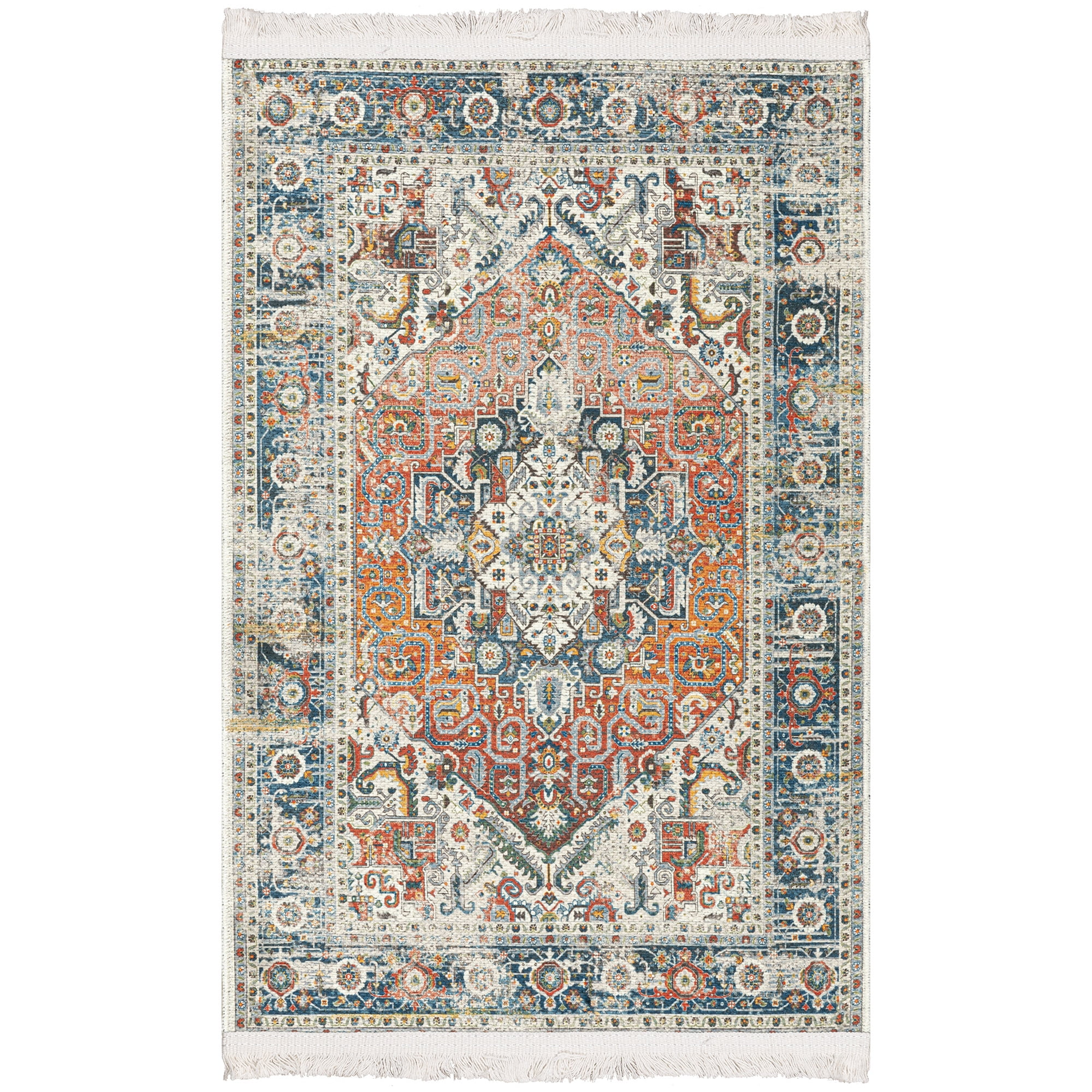 Ottomanson Machine Washable Cotton 2x3 Flatweave Area Rug for Entryway ...