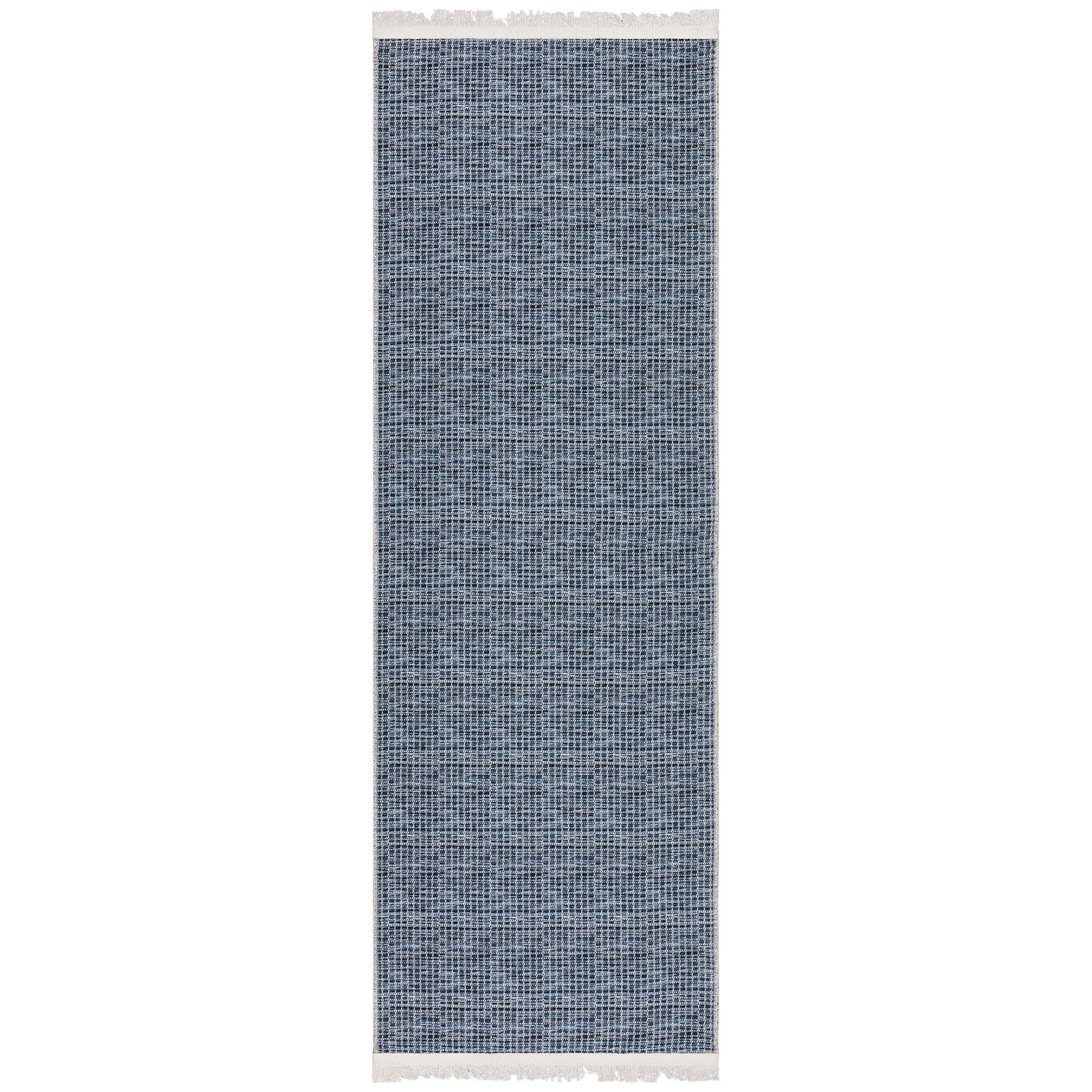 Ottomanson Machine Washable Cotton 2x5 Flatweave Runner Rug for Bedroom, 20" x 59", Navy Wicker ...