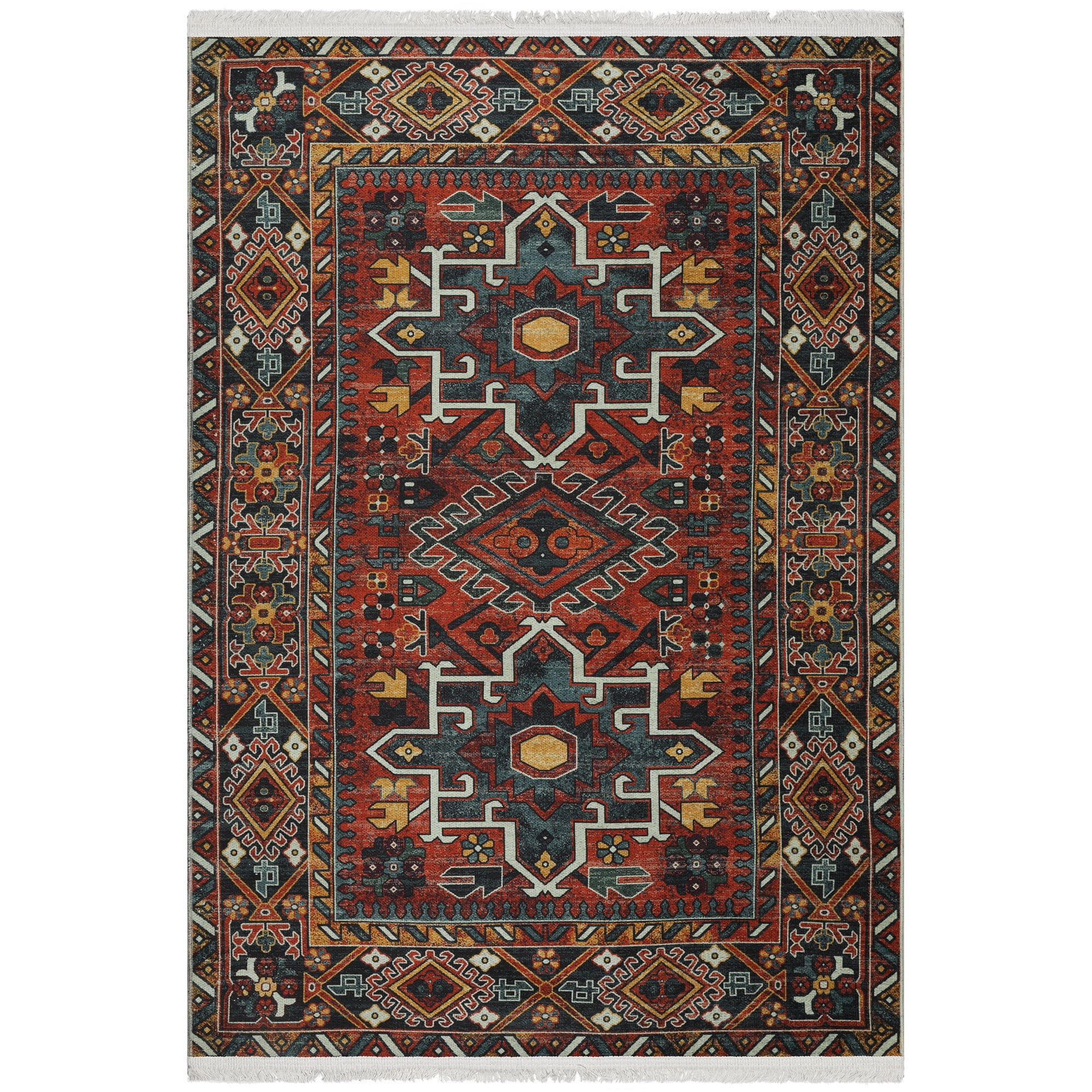 Ottomanson Machine Washable Cotton 4x6 Flatweave Area Rug for Living ...