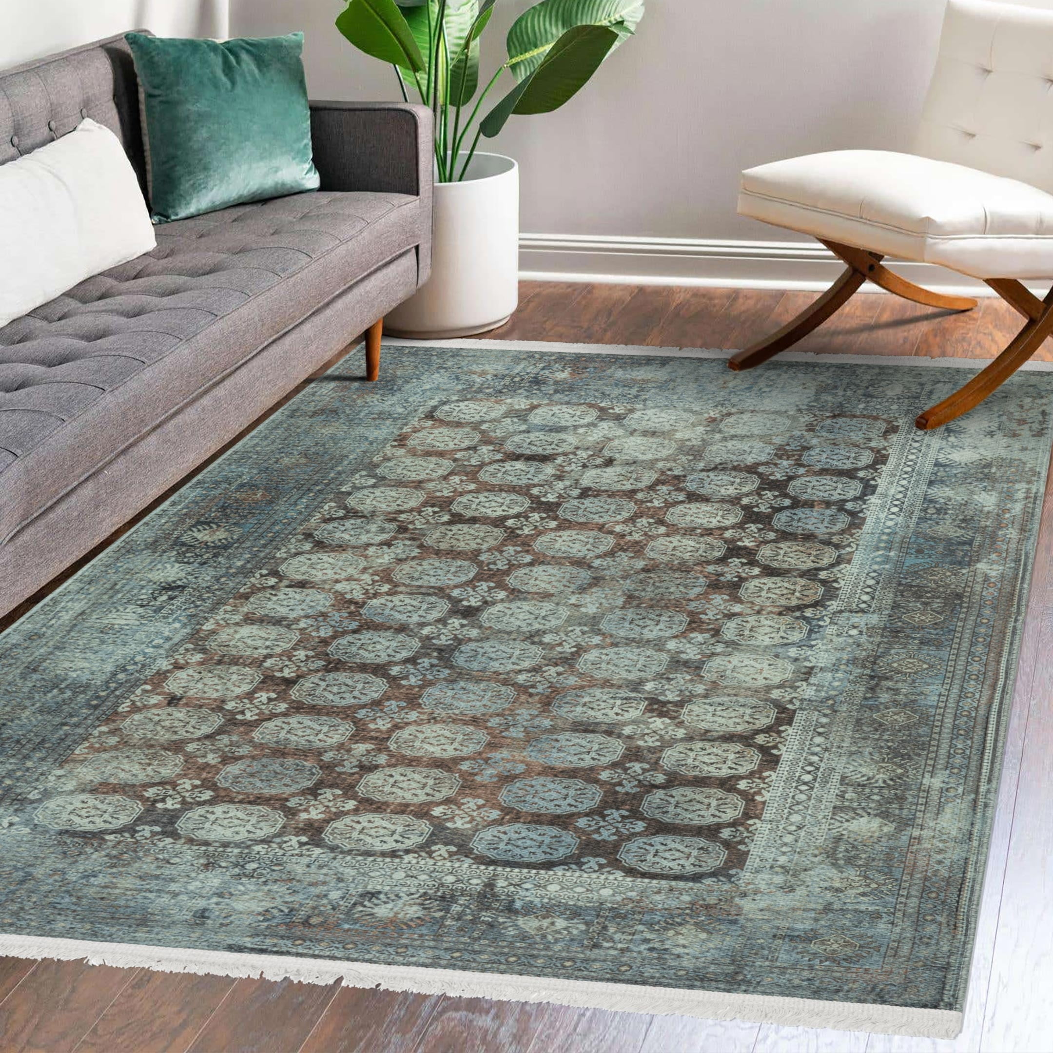 Ottomanson Machine Washable Cotton 5x7 Flatweave Area Rug for Living ...