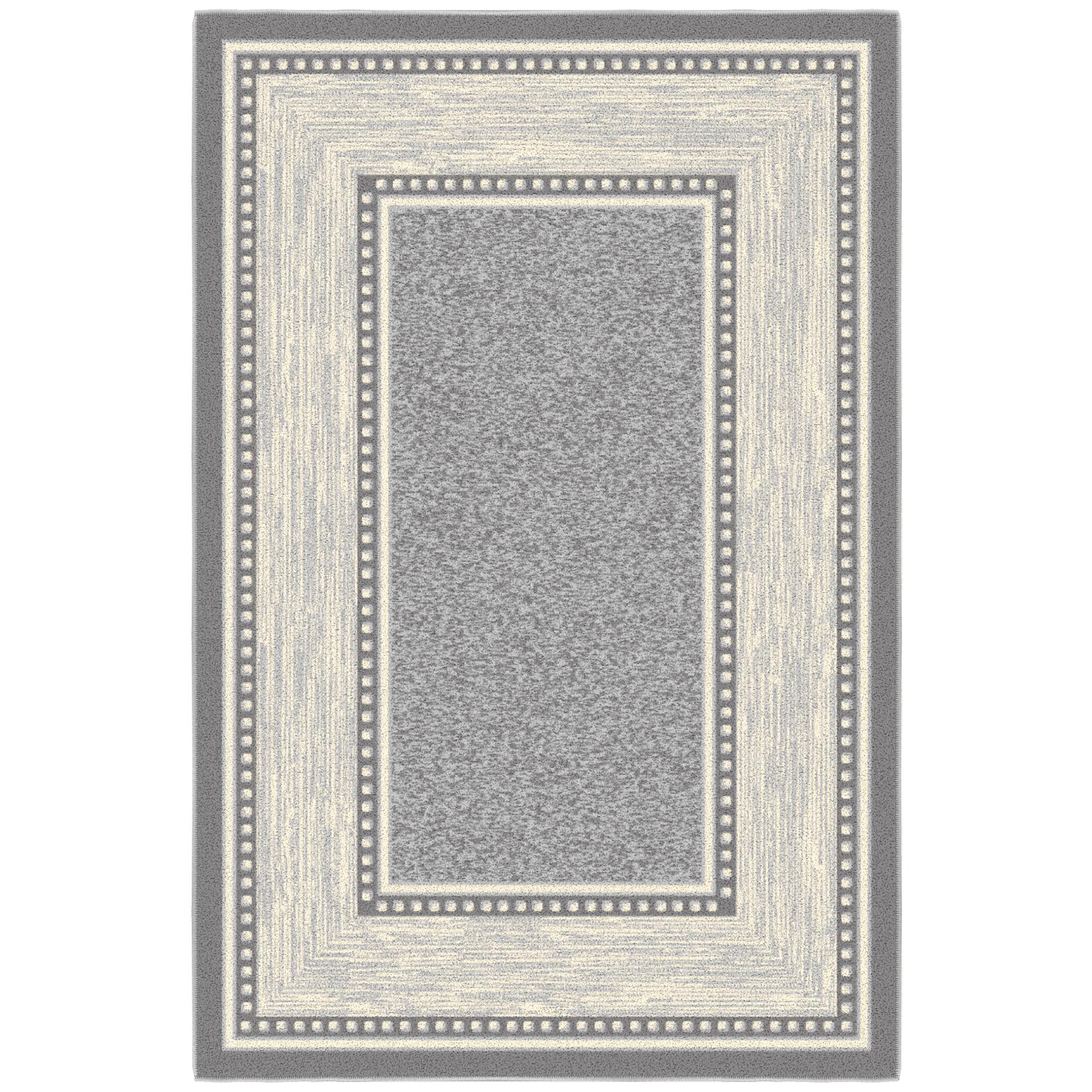 Washable Non-Slip Accent Rug, Geometric, Navy and White, 26" x 45 ...